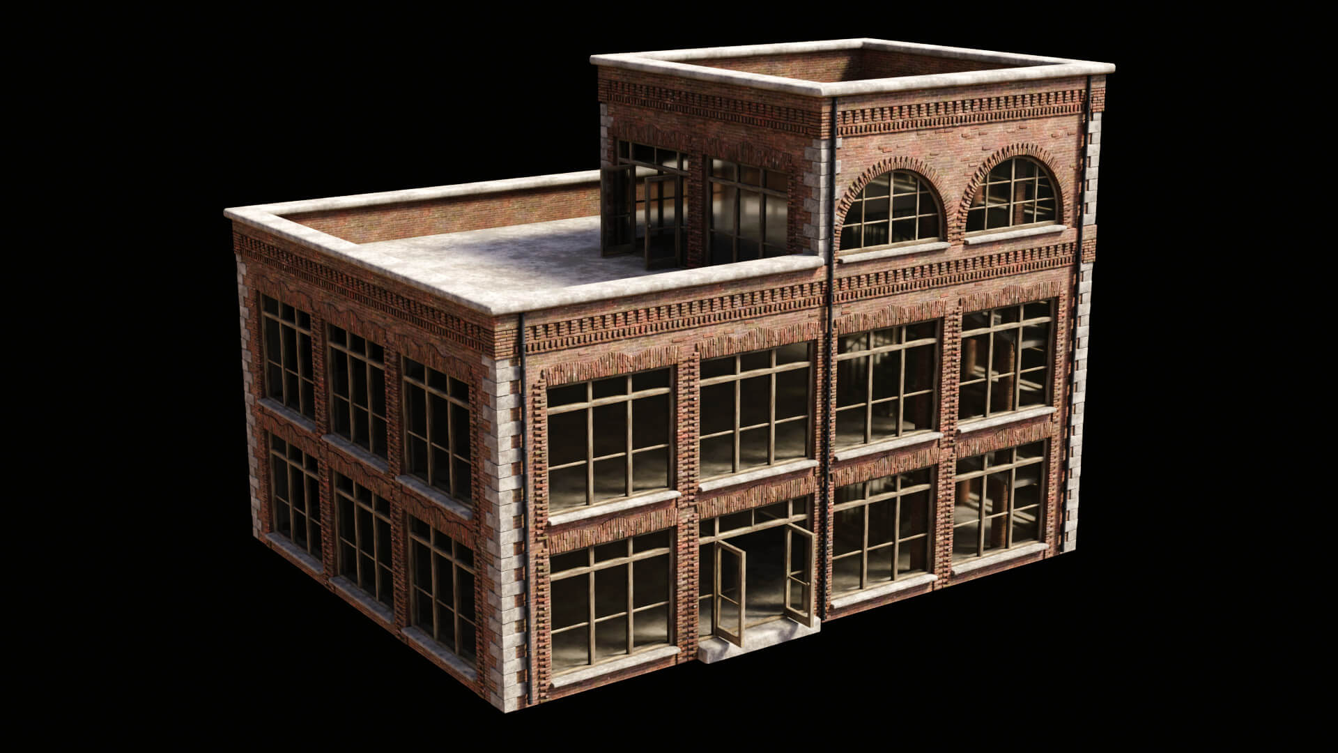 Brick Building School Factory Collection - 3D Model by Enterables