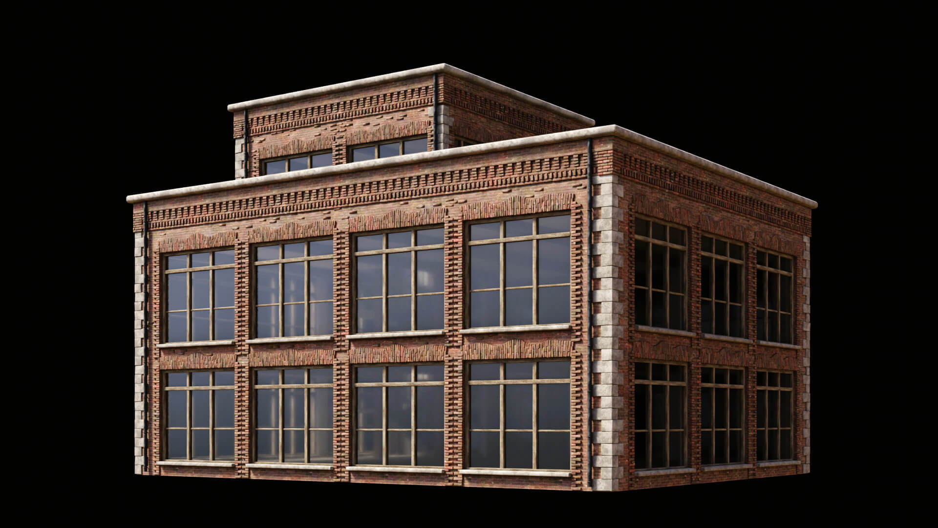 Brick Building School Factory Collection - 3D Model by Enterables