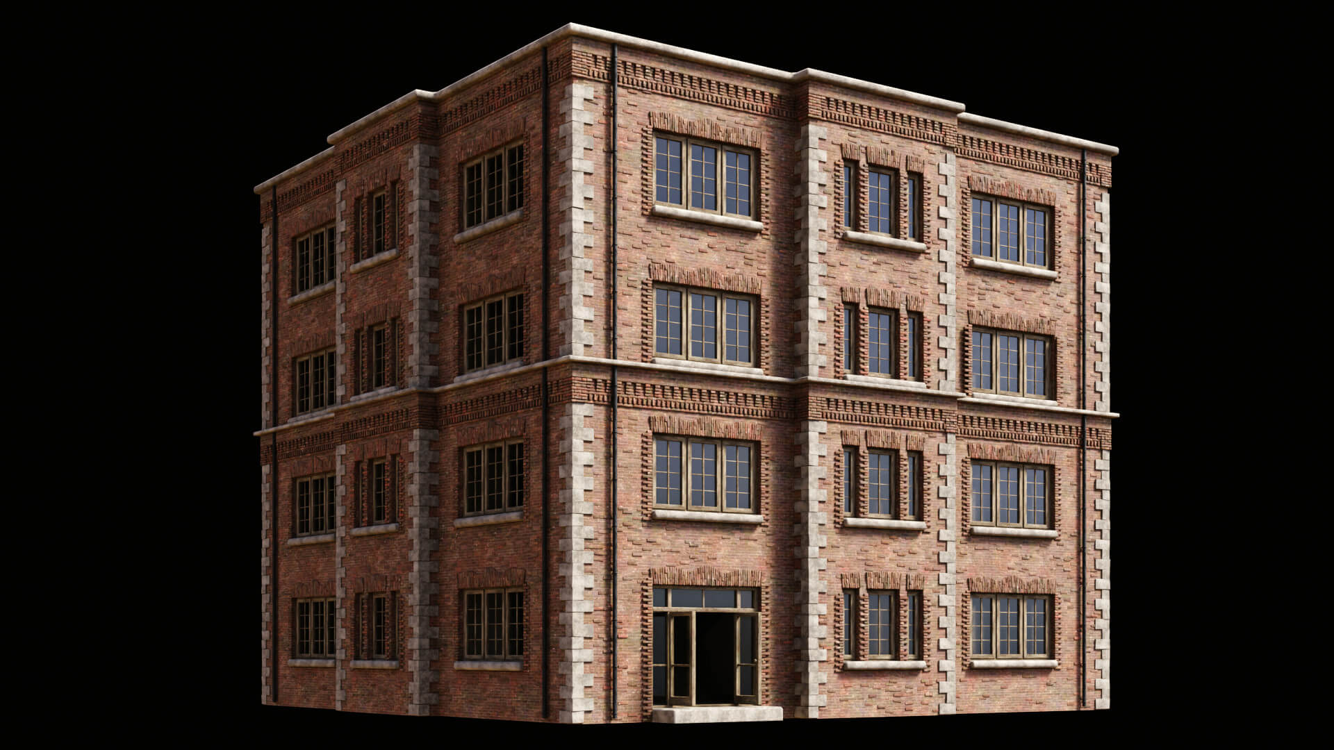 Brick Building School Factory Collection - 3D Model by Enterables