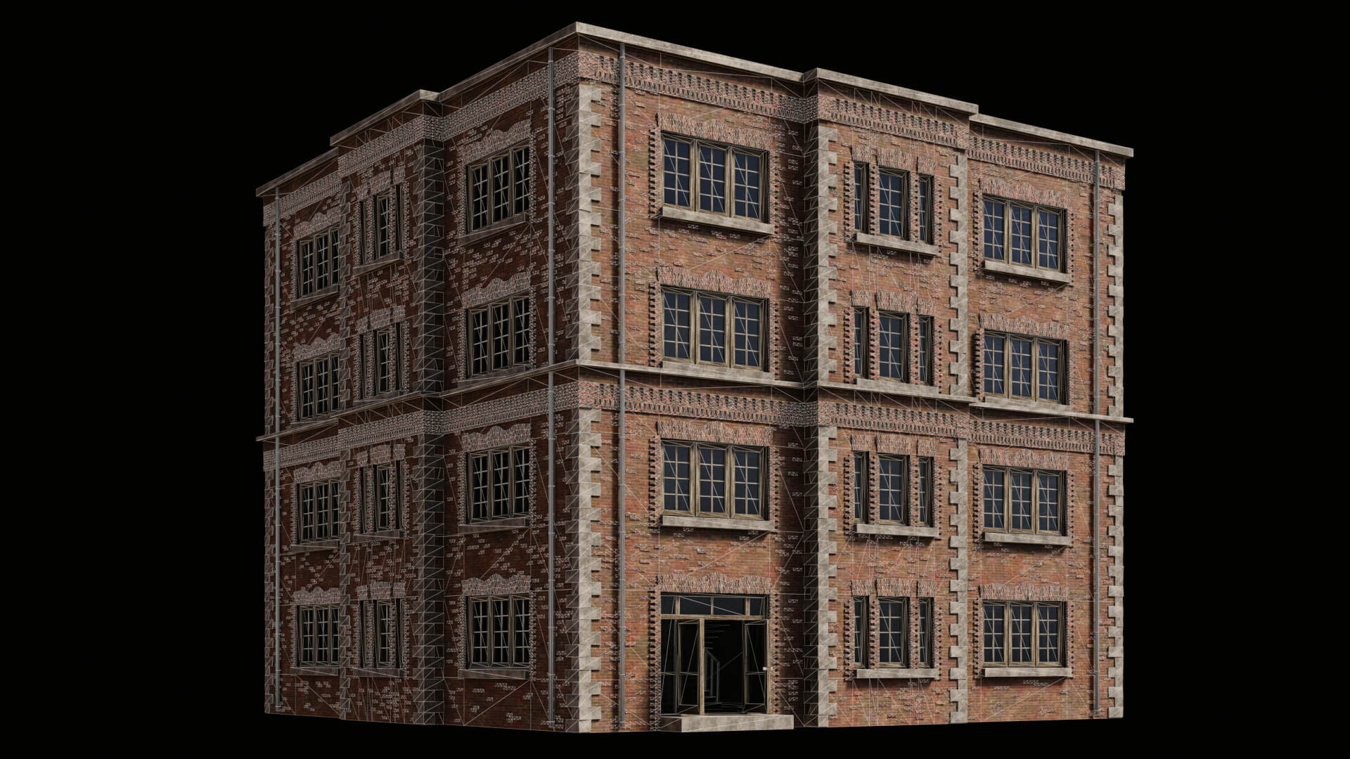 Brick Building School Factory Collection - 3D Model by Enterables