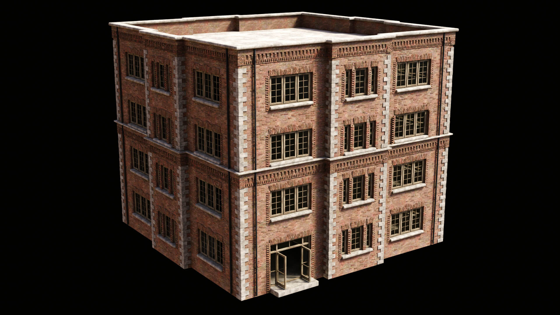 Brick Building School Factory Collection - 3D Model by Enterables