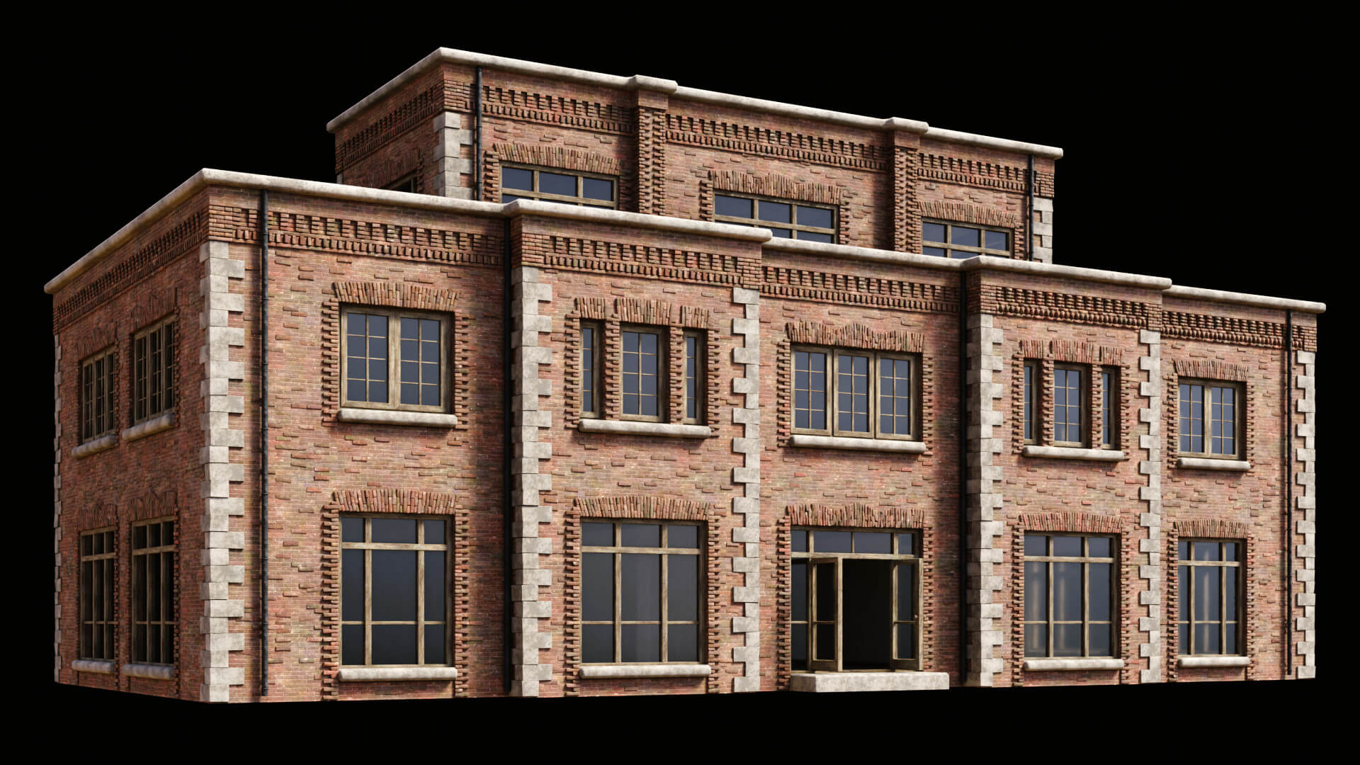 Brick Building School Factory Collection - 3D Model by Enterables