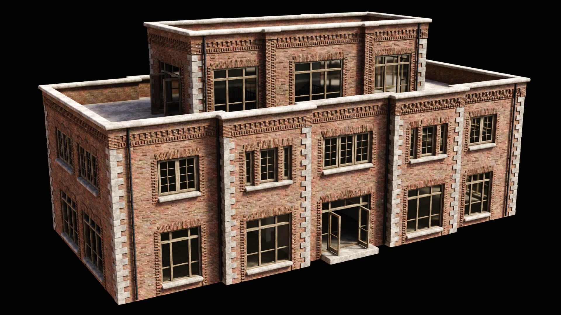 Brick Building School Factory Collection - 3D Model by Enterables