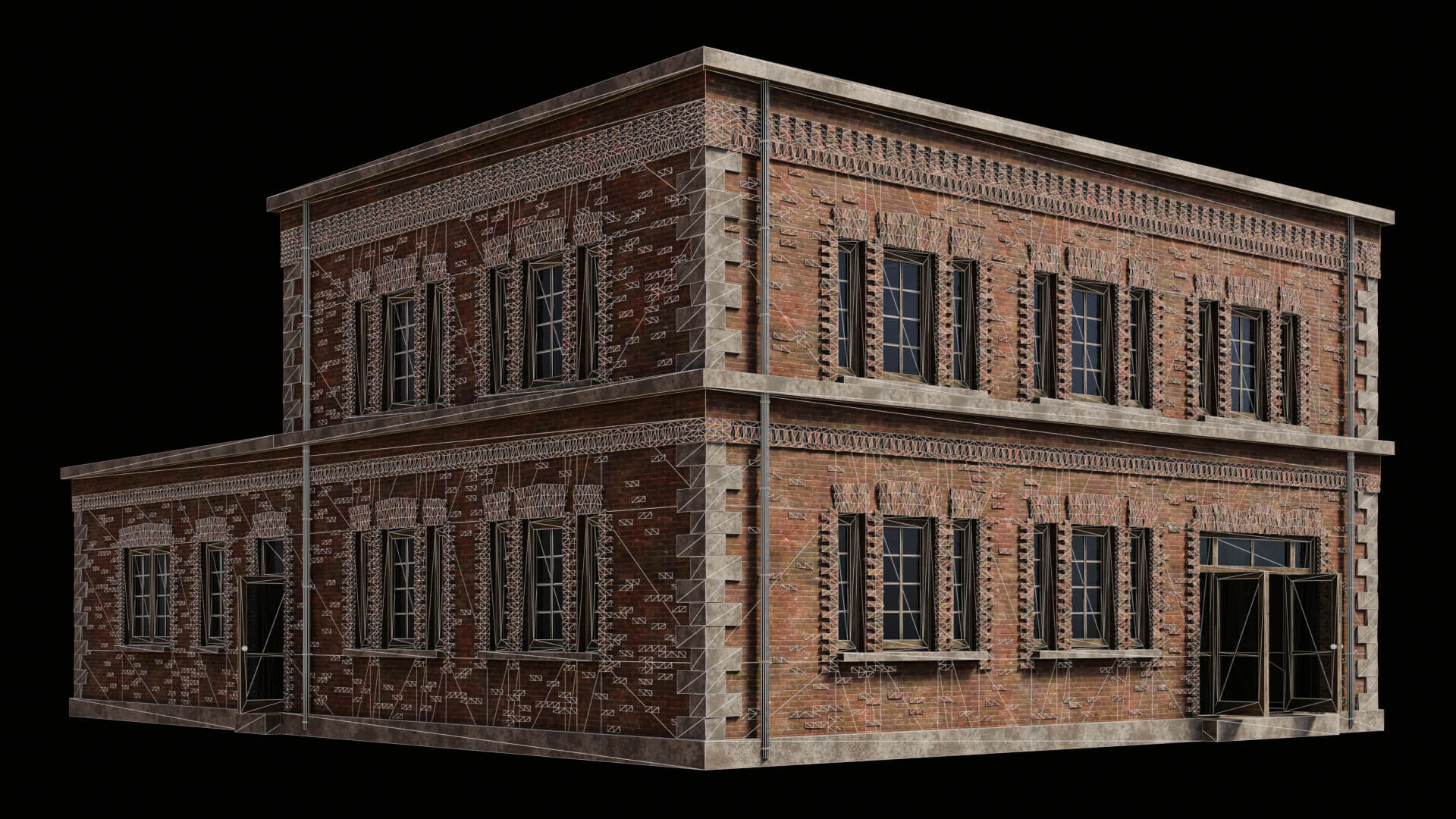 Brick Building School Factory Collection - 3D Model by Enterables