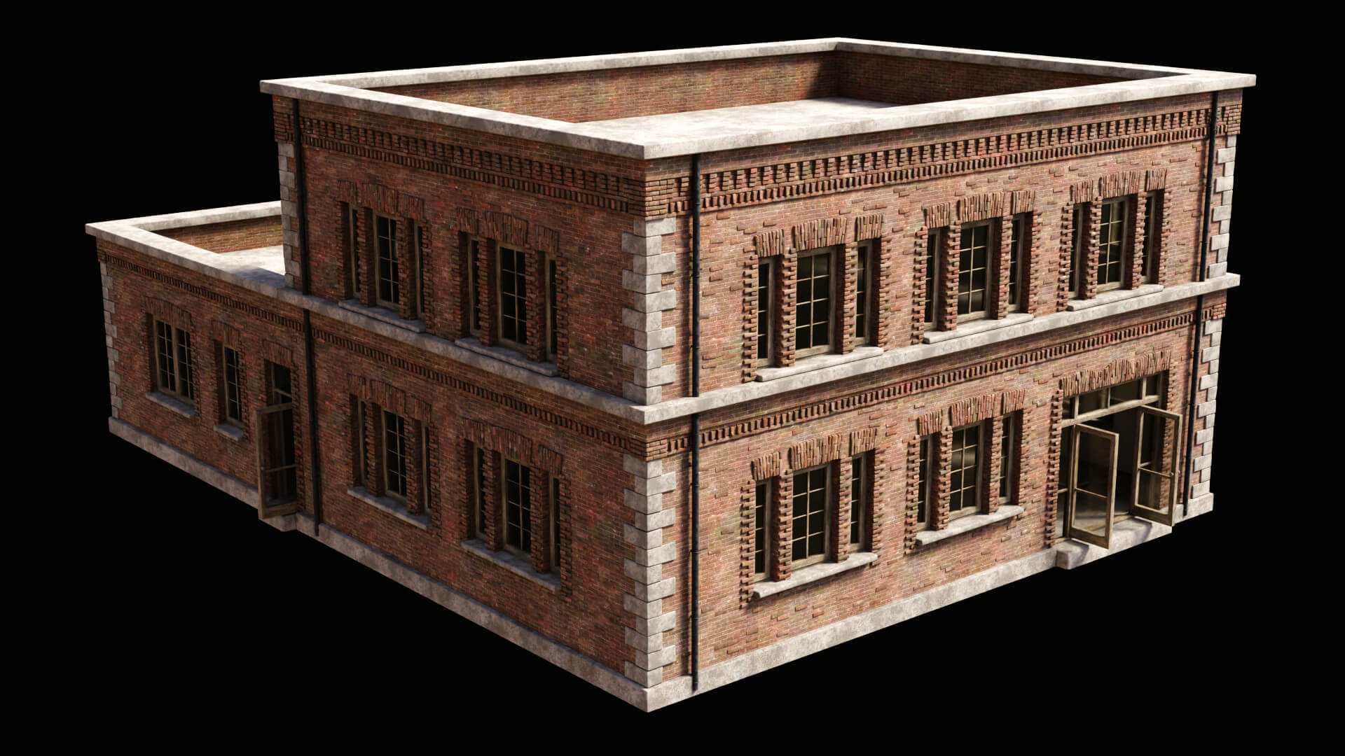 Brick Building School Factory Collection - 3D Model by Enterables