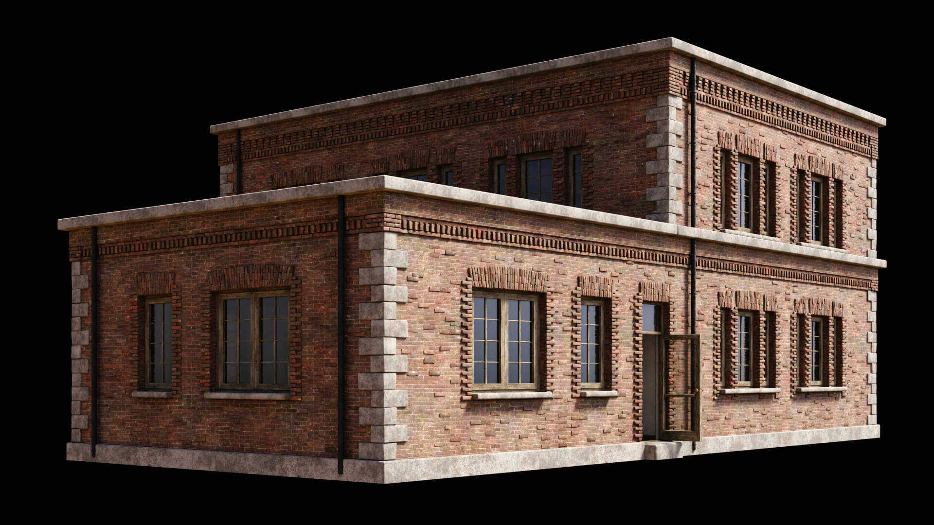 Brick Building School Factory Collection - 3D Model by Enterables