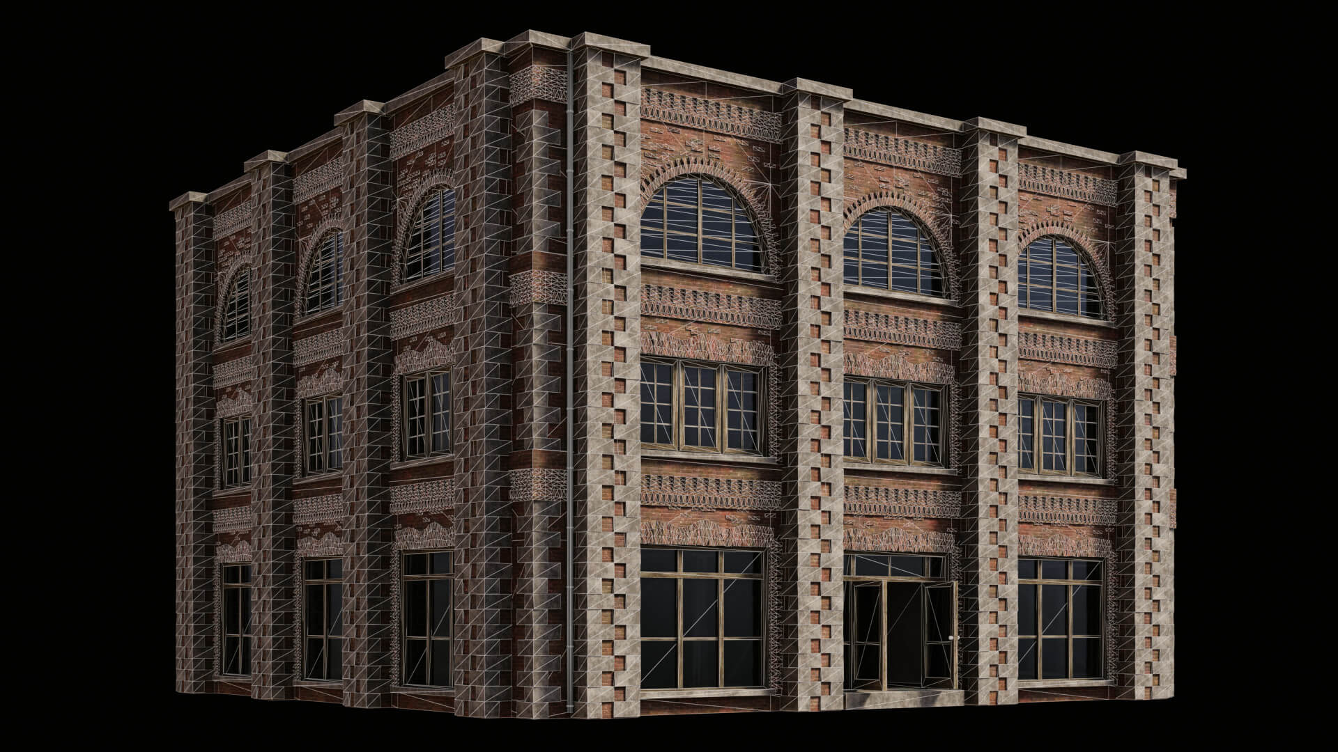 Brick Building School Factory Collection - 3D Model by Enterables