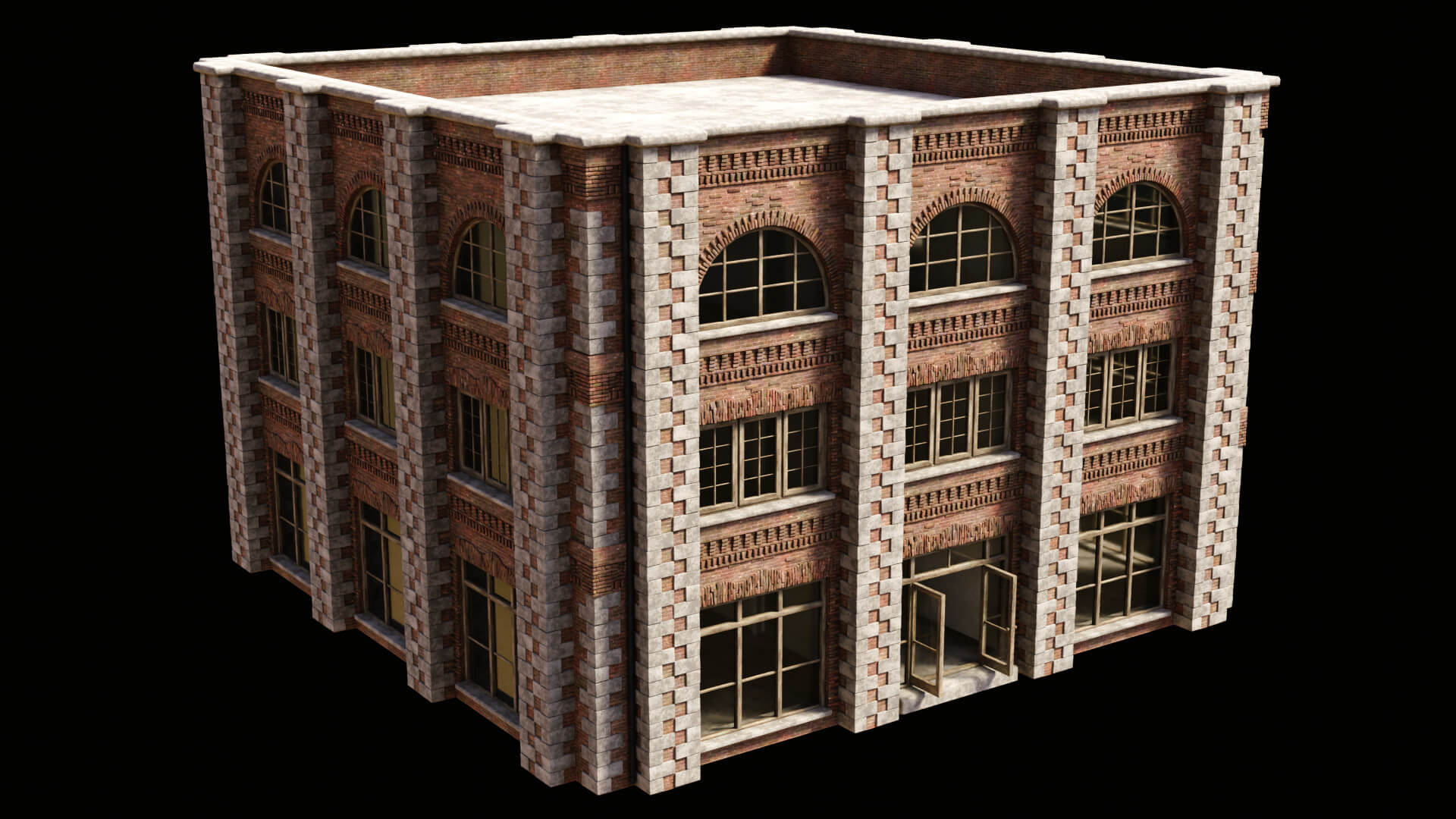 Brick Building School Factory Collection - 3D Model by Enterables