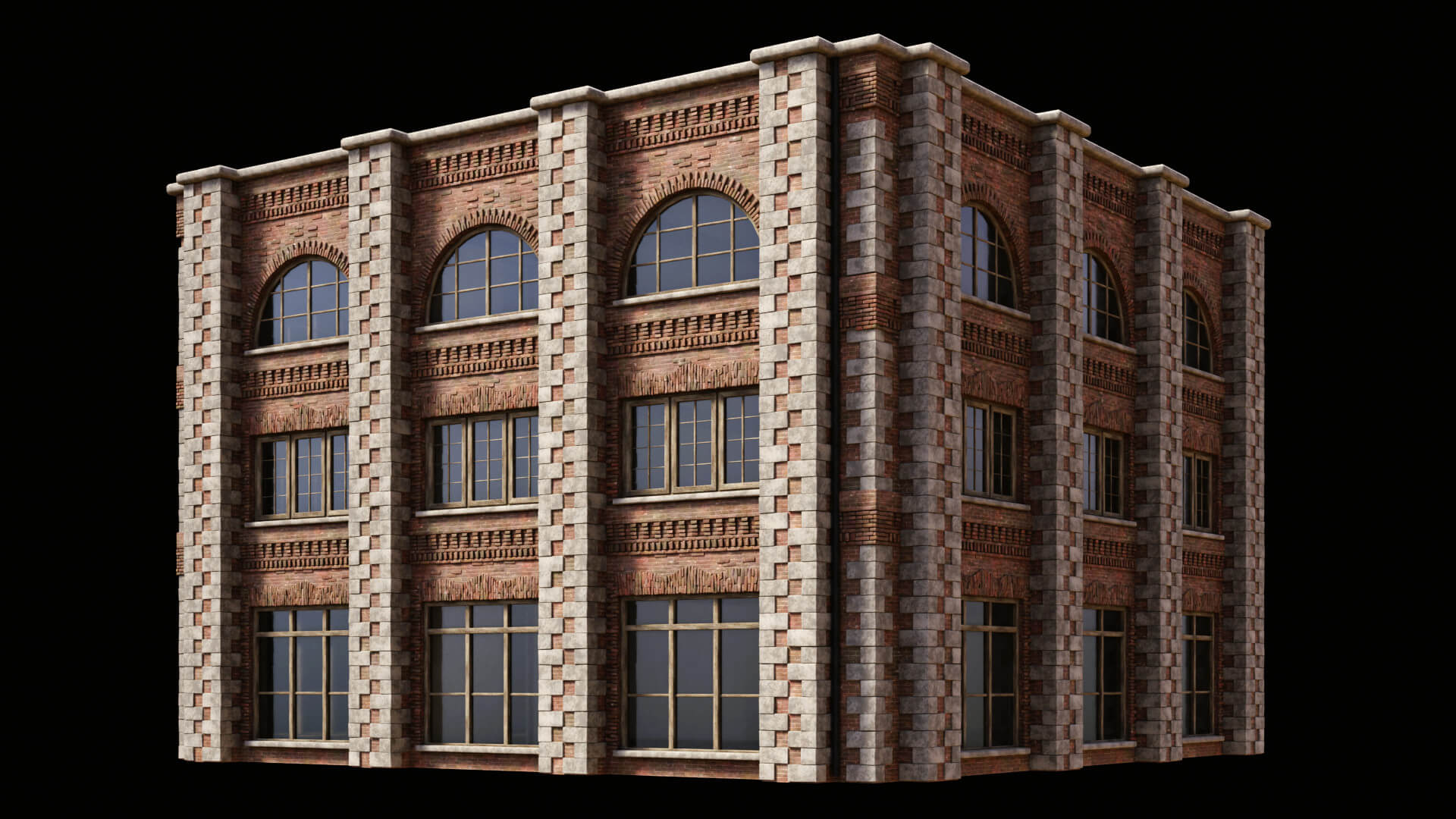 Brick Building School Factory Collection - 3D Model by Enterables