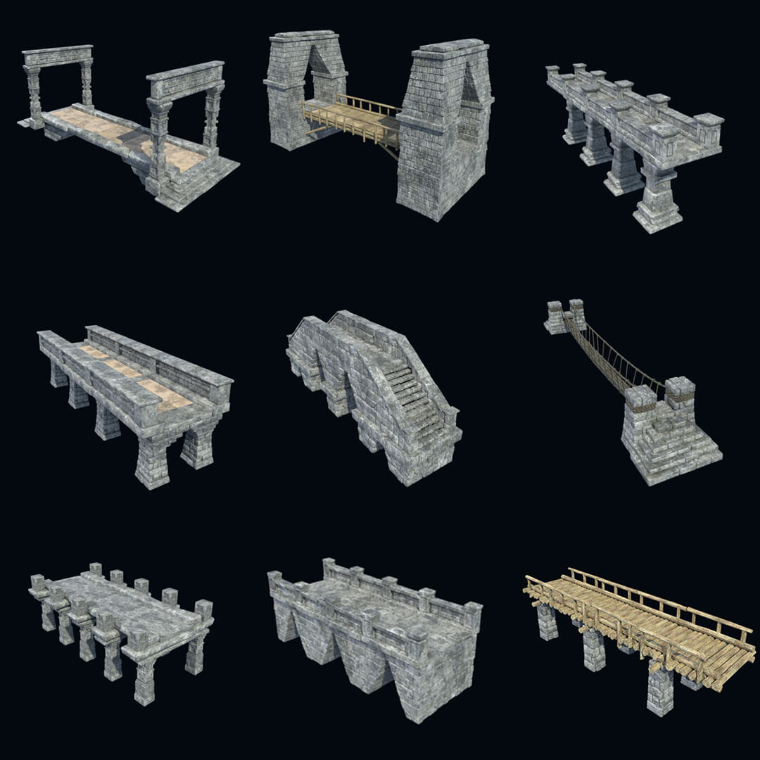 Bridge Ancient Aztec Maya Inca Collection - 3D Model by Enterables