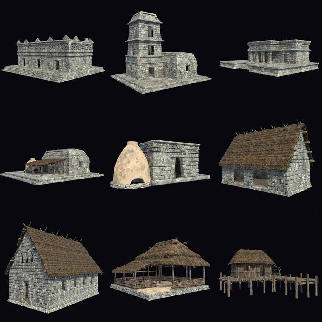 Building Ancient Aztec Maya Inca Collection - 3D Model by Enterables