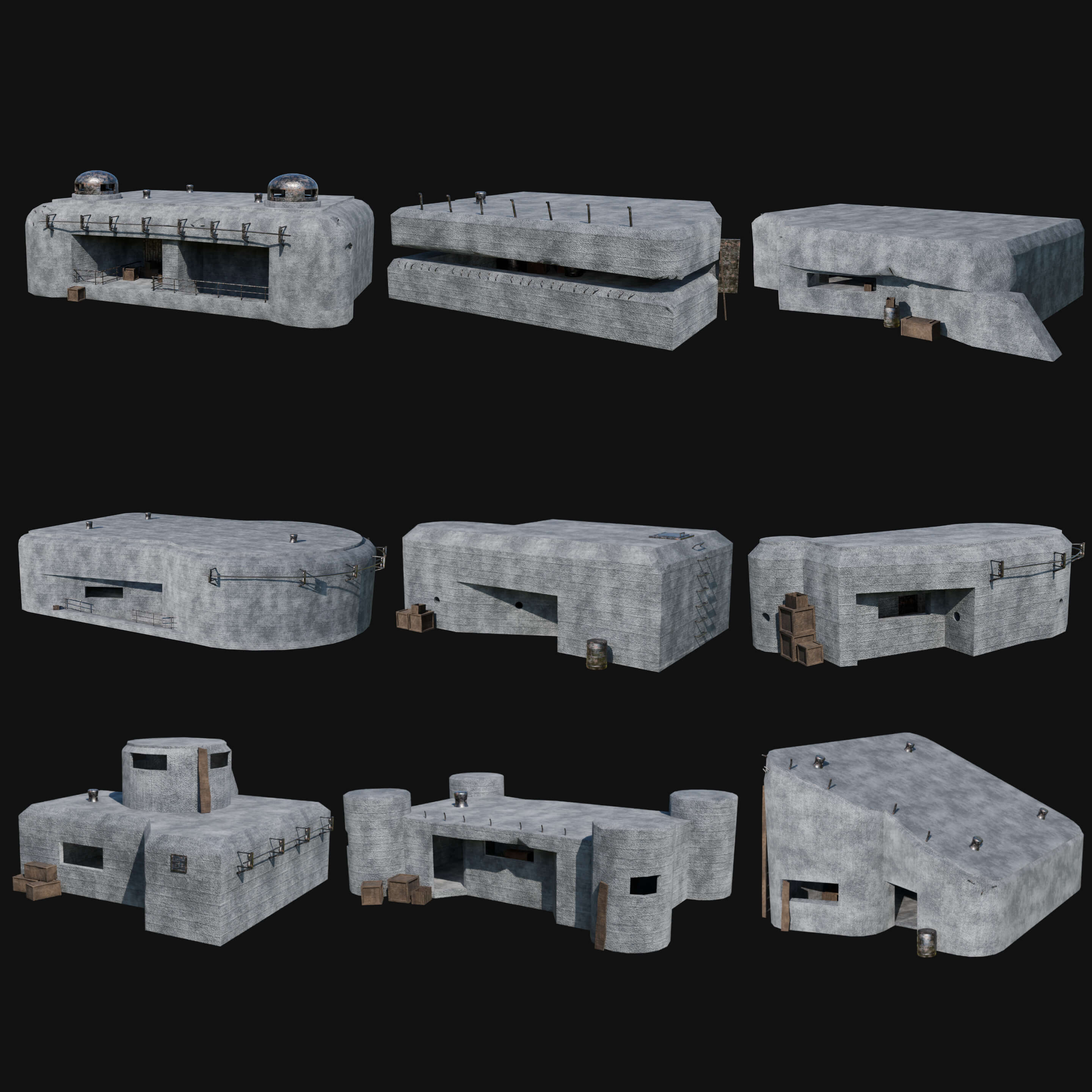 Bunker Military Base Postapo Shelter Collection - 3D Model by Enterables