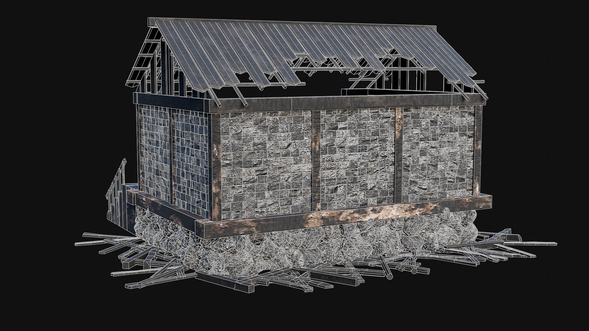 Burned Stone Medieval Houses Collection - 3D Model by Enterables