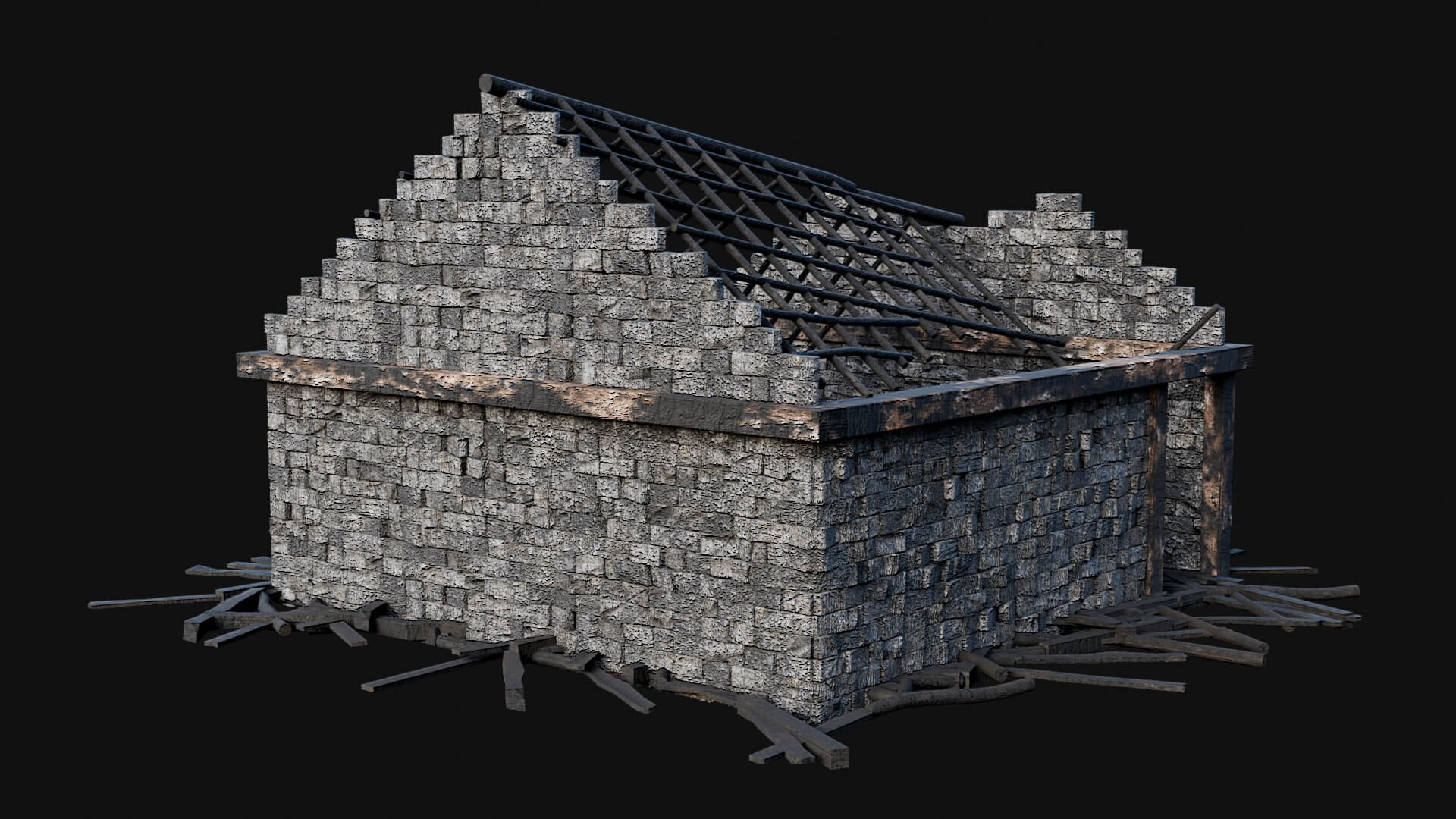 Burned Stone Medieval Houses Collection - 3D Model by Enterables