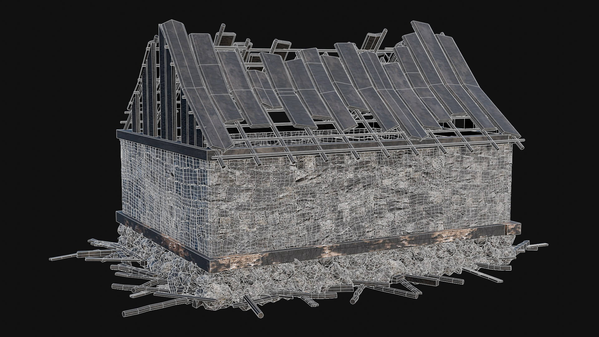 Burned Stone Medieval Houses Collection - 3D Model by Enterables