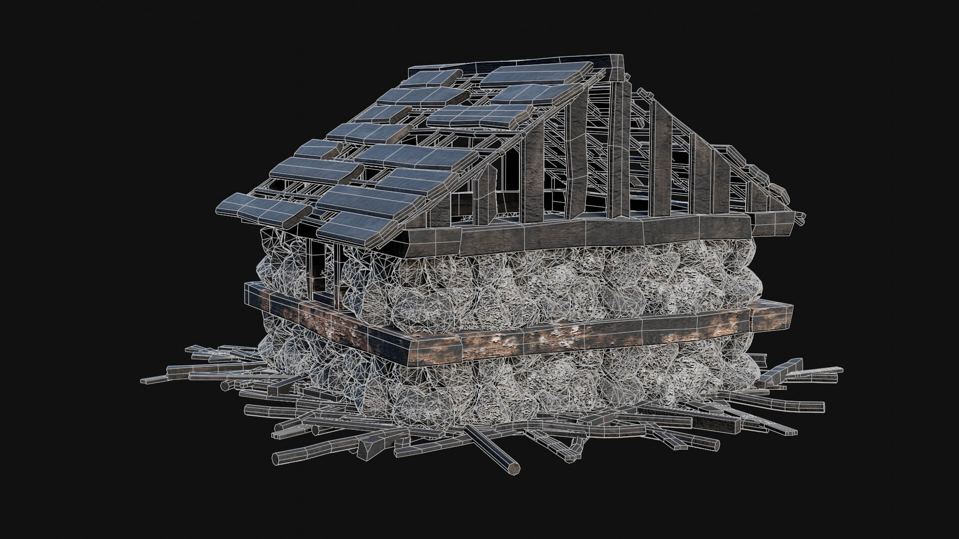 Burned Stone Medieval Houses Collection - 3D Model by Enterables