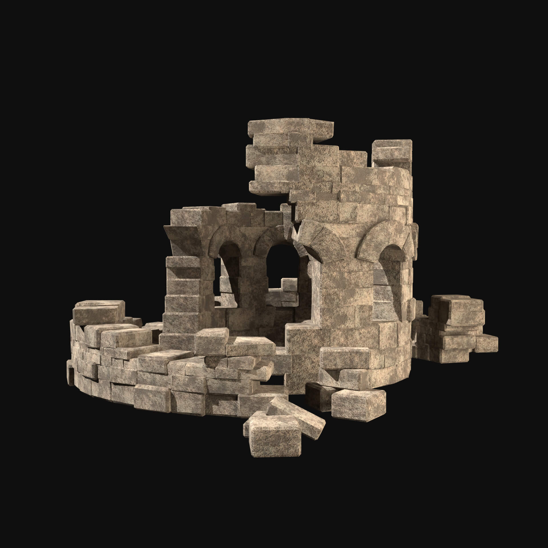 Castle Walls Ancient Ruin Collection - 3D Model by Enterables