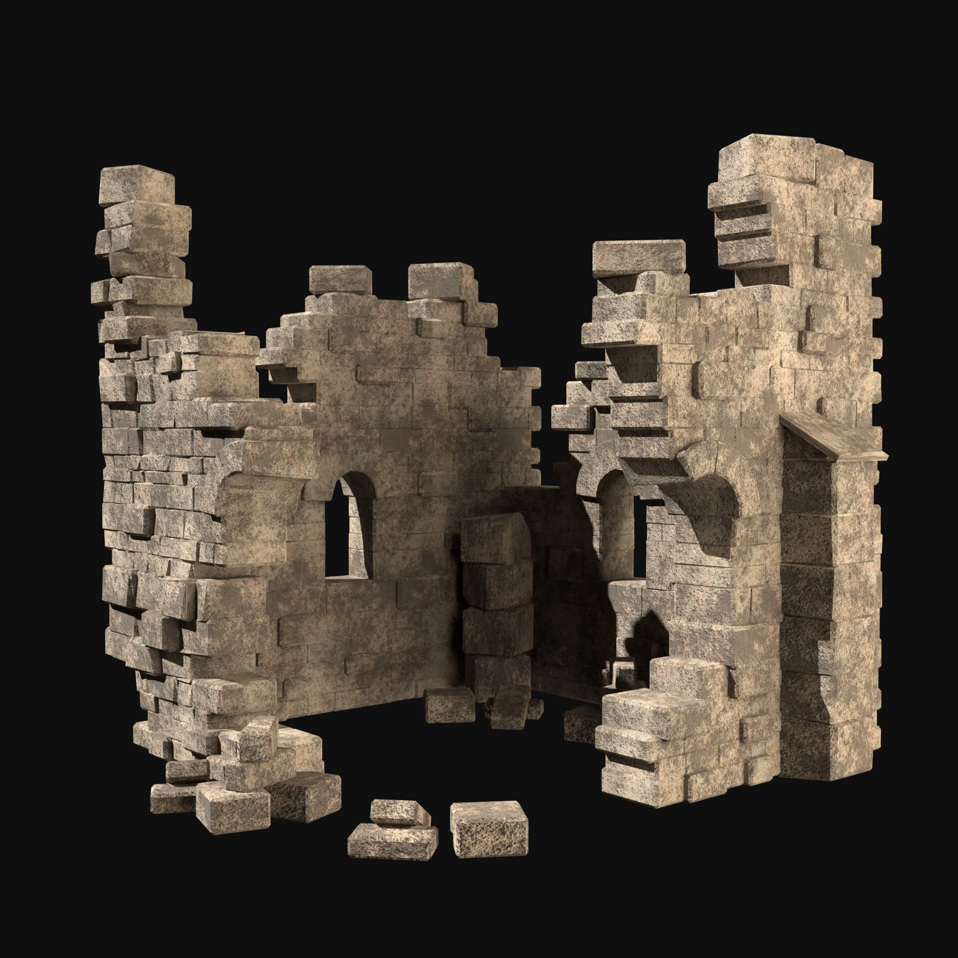 Castle Walls Ancient Ruin Collection - 3D Model by Enterables