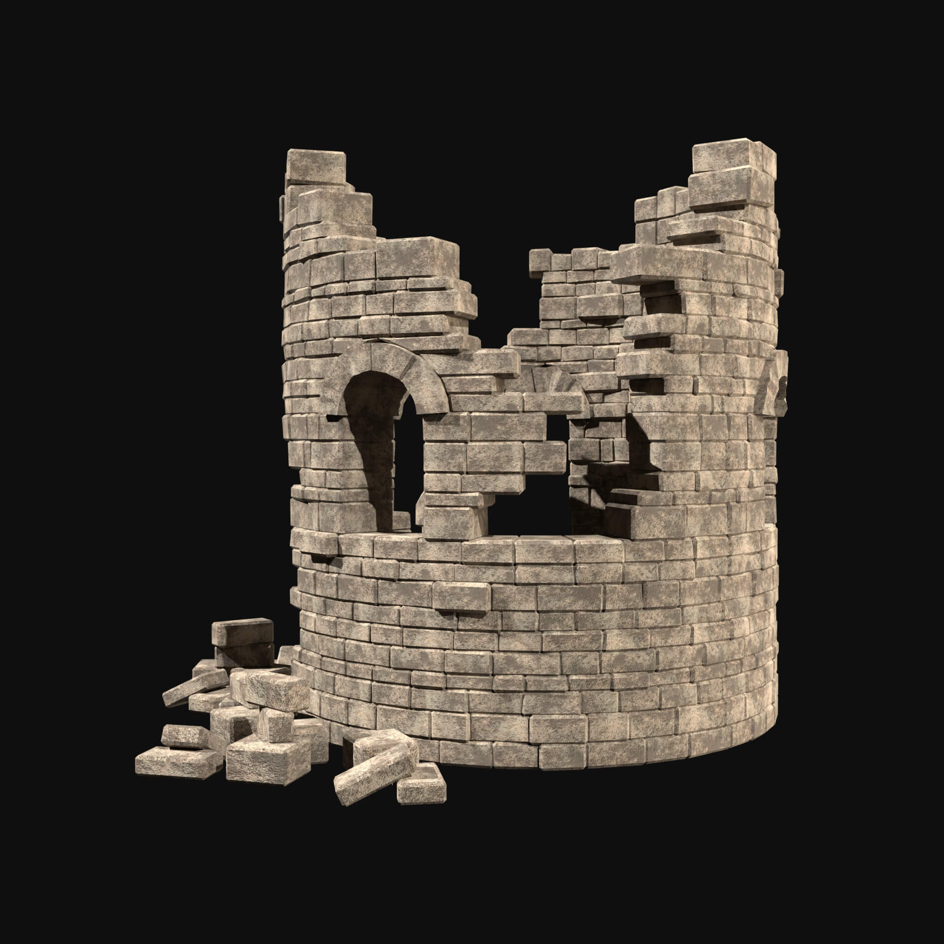 Castle Walls Ancient Ruin Collection - 3D Model by Enterables