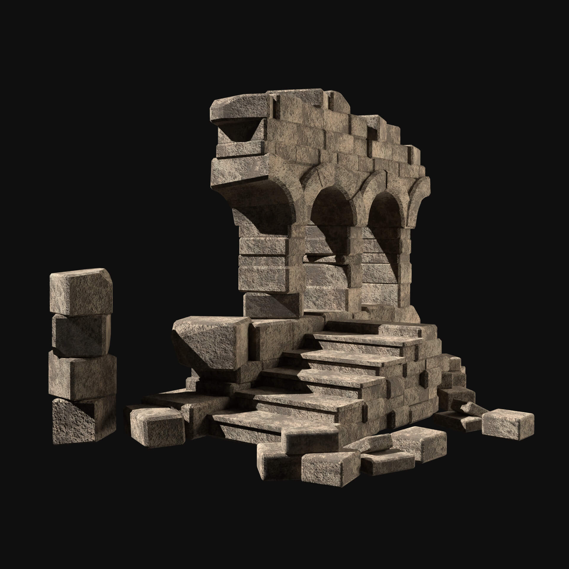 Castle Walls Ancient Ruin Collection - 3D Model by Enterables