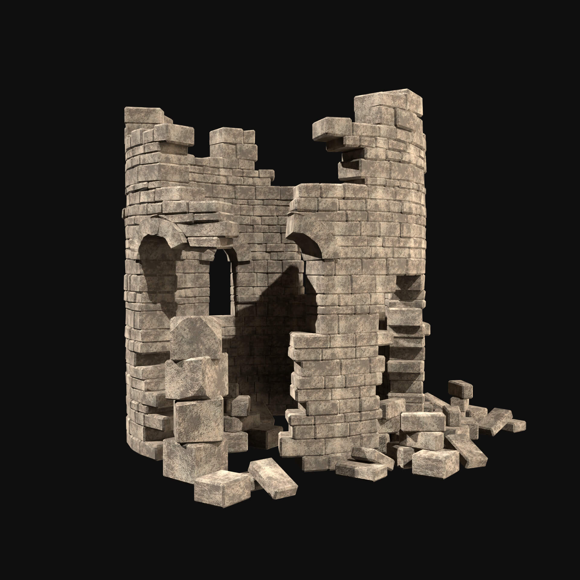 Castle Walls Ancient Ruin Collection - 3D Model by Enterables