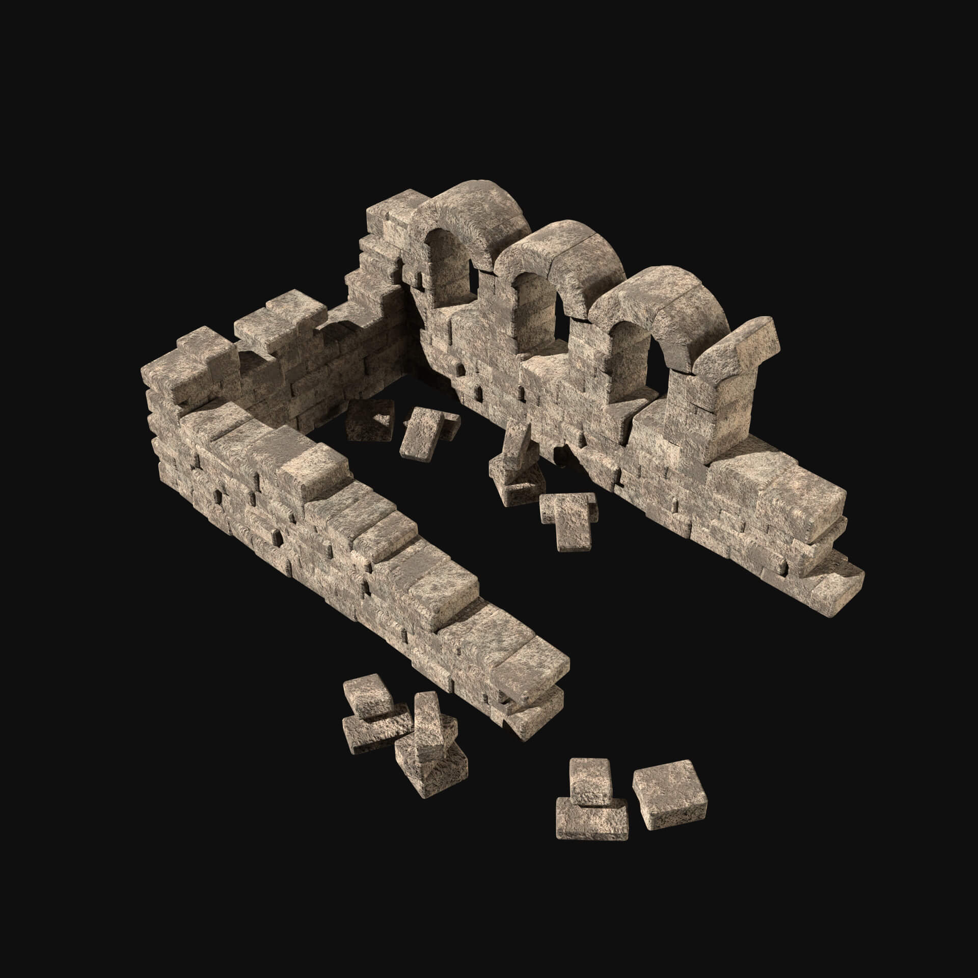 Castle Walls Ancient Ruin Collection - 3D Model by Enterables