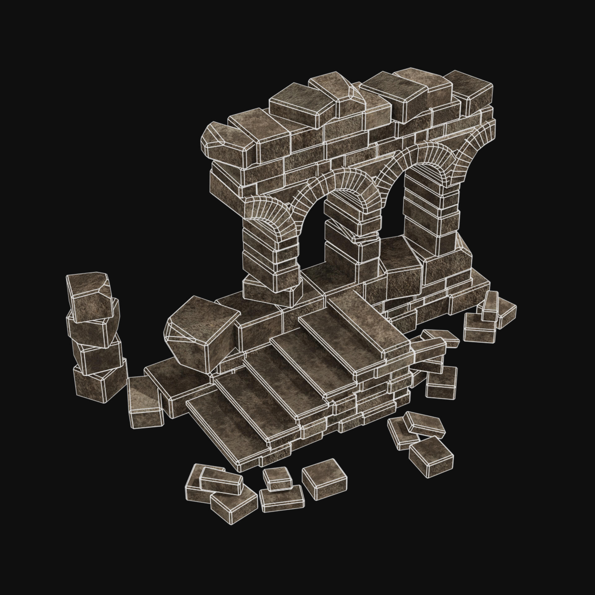 Castle Walls Ancient Ruin Collection - 3D Model by Enterables