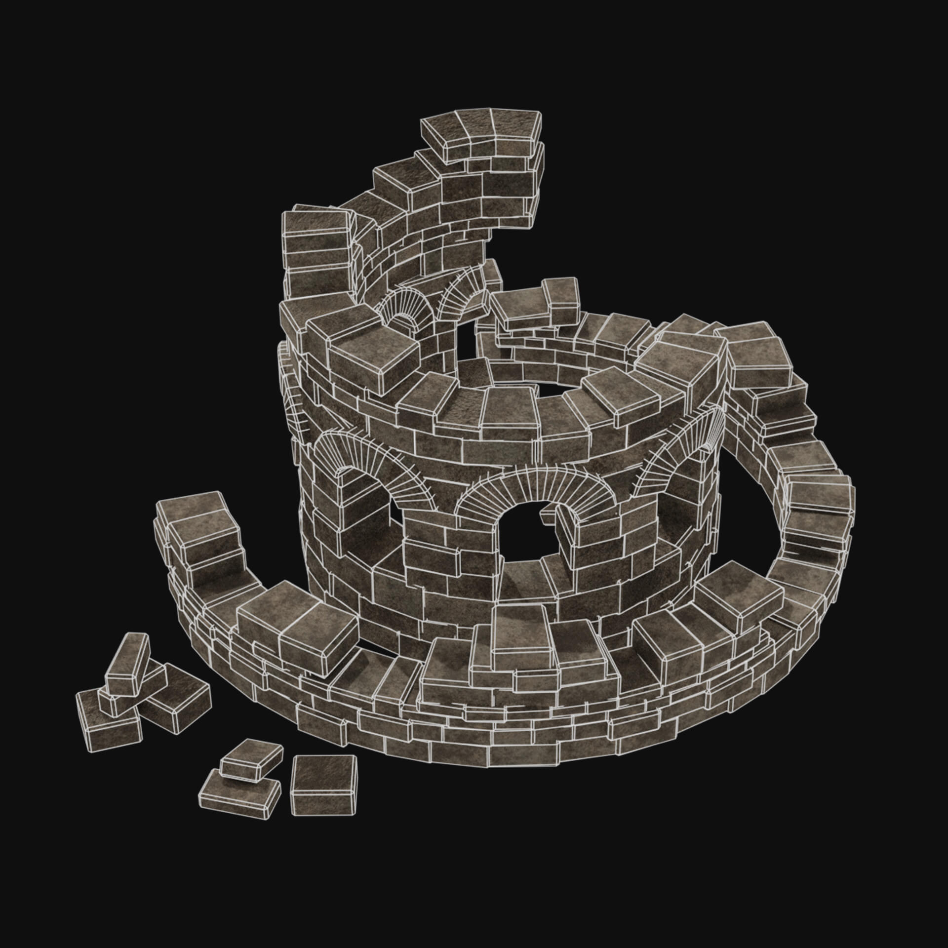 Castle Walls Ancient Ruin Collection - 3D Model by Enterables