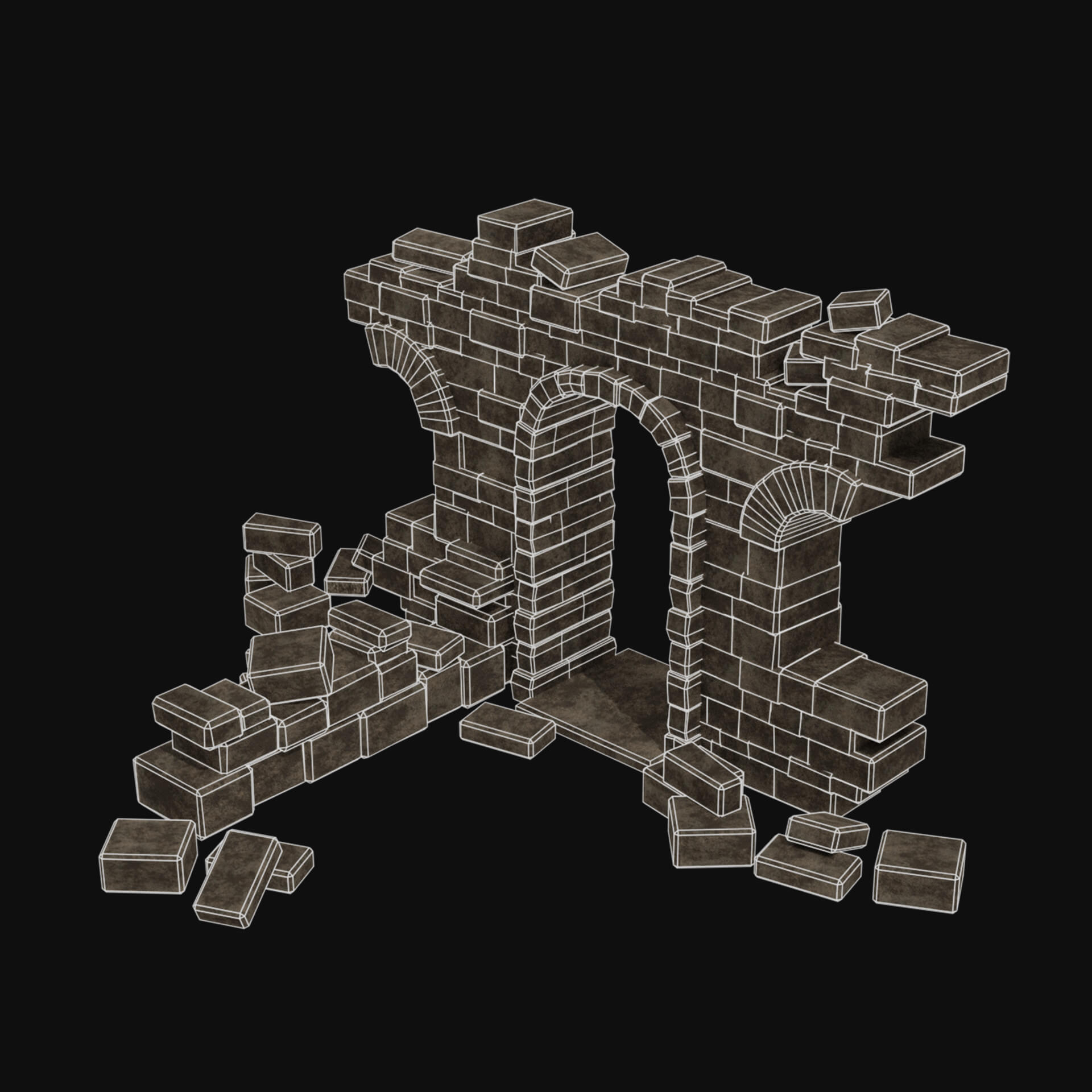 Castle Walls Ancient Ruin Collection - 3D Model by Enterables
