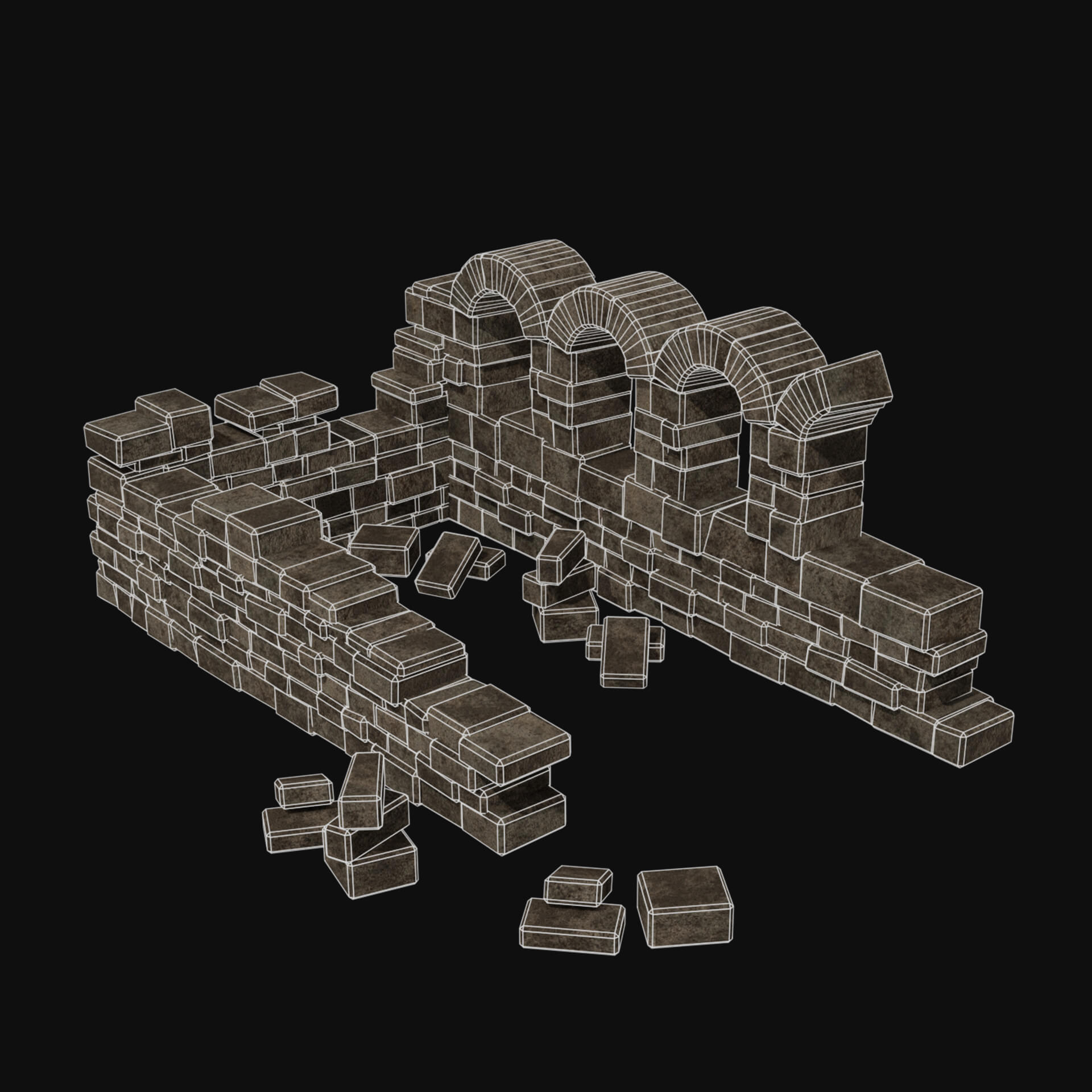 Castle Walls Ancient Ruin Collection - 3D Model by Enterables
