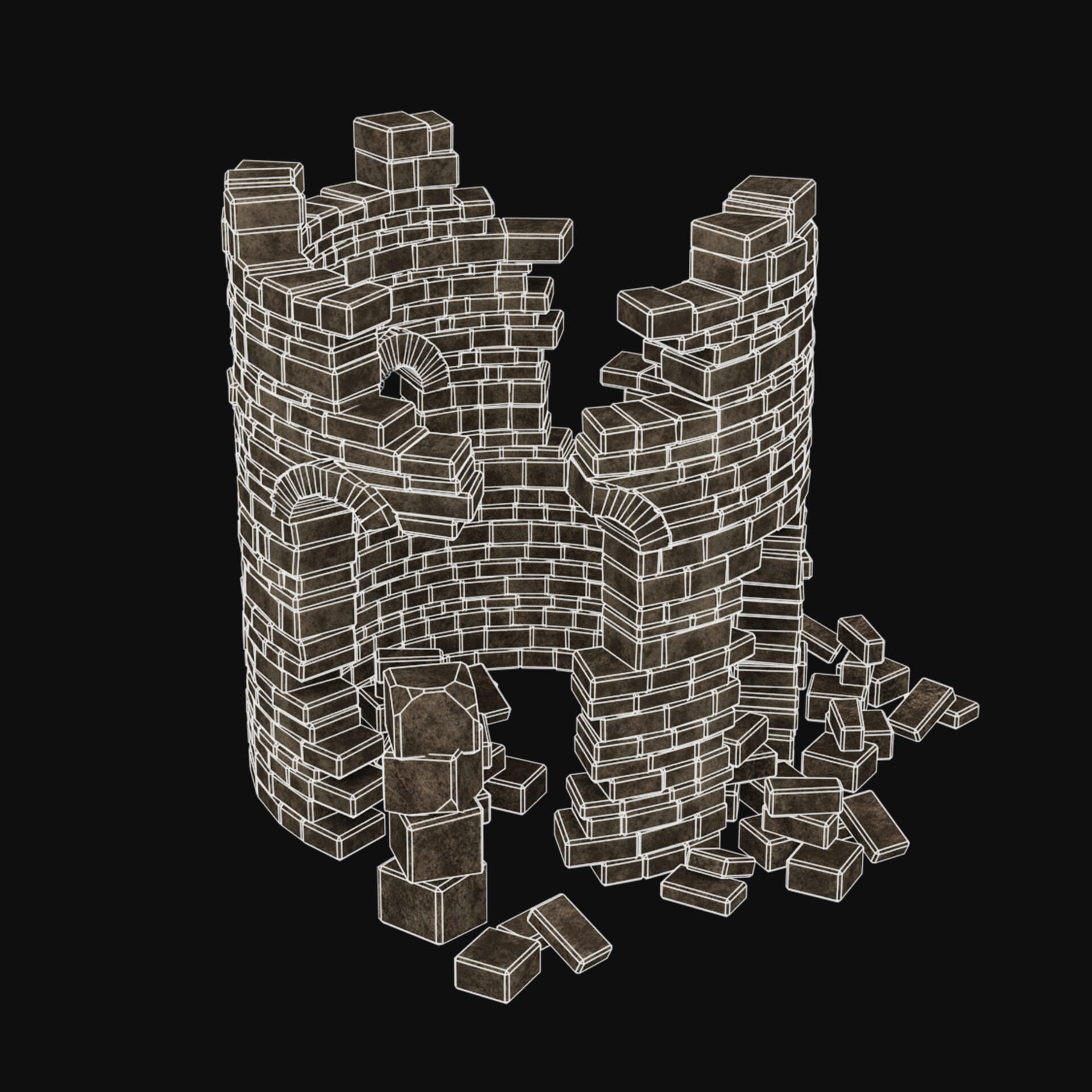Castle Walls Ancient Ruin Collection - 3D Model by Enterables