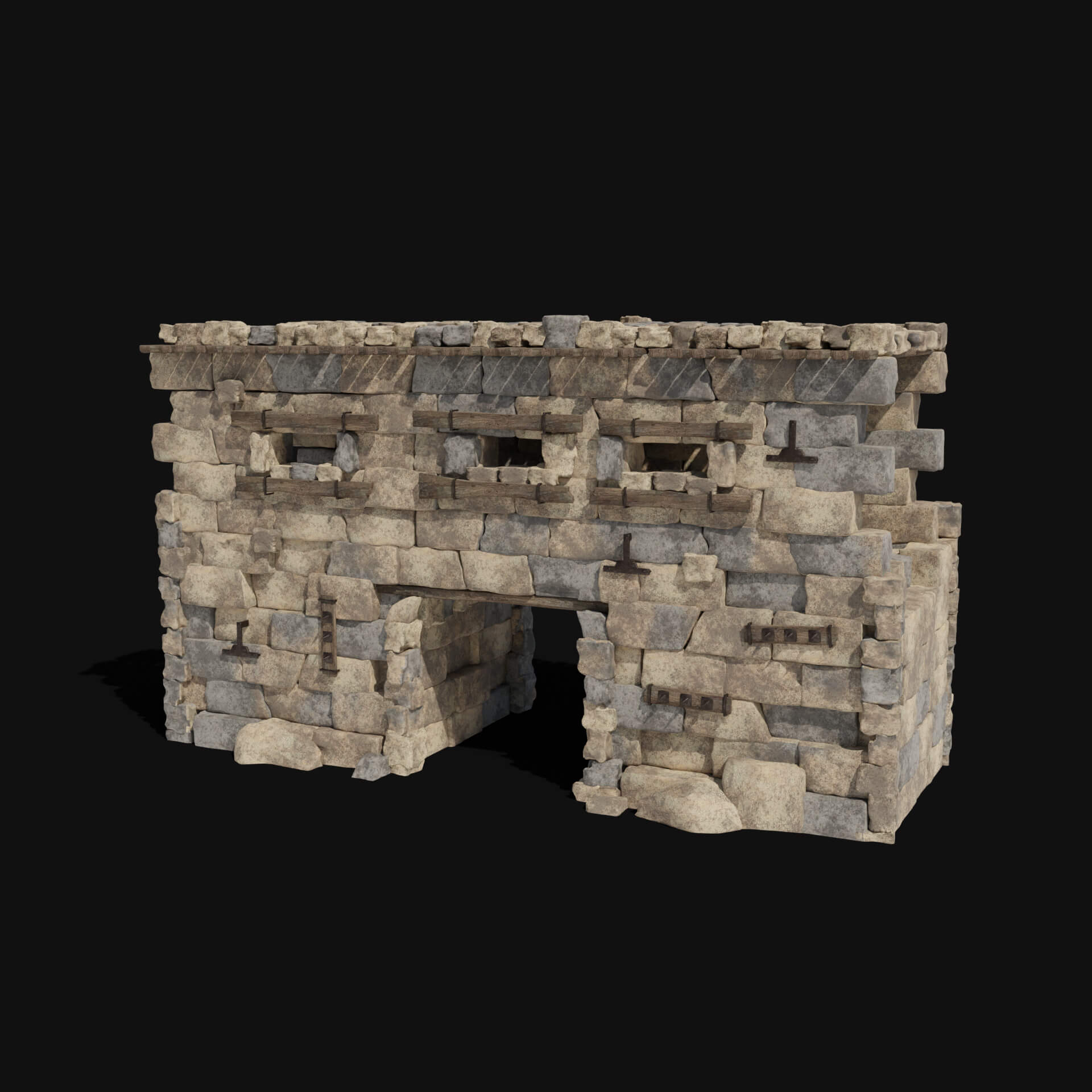 Castle Walls Ruin Collection - 3D Model by Enterables