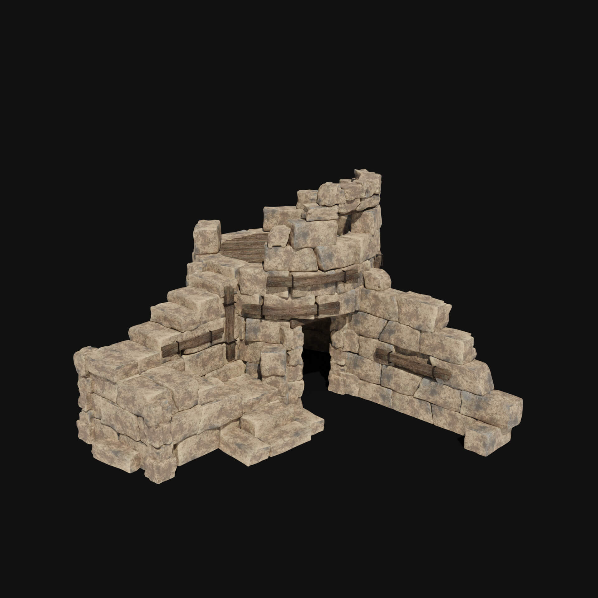 Castle Walls Ruin Collection - 3D Model by Enterables