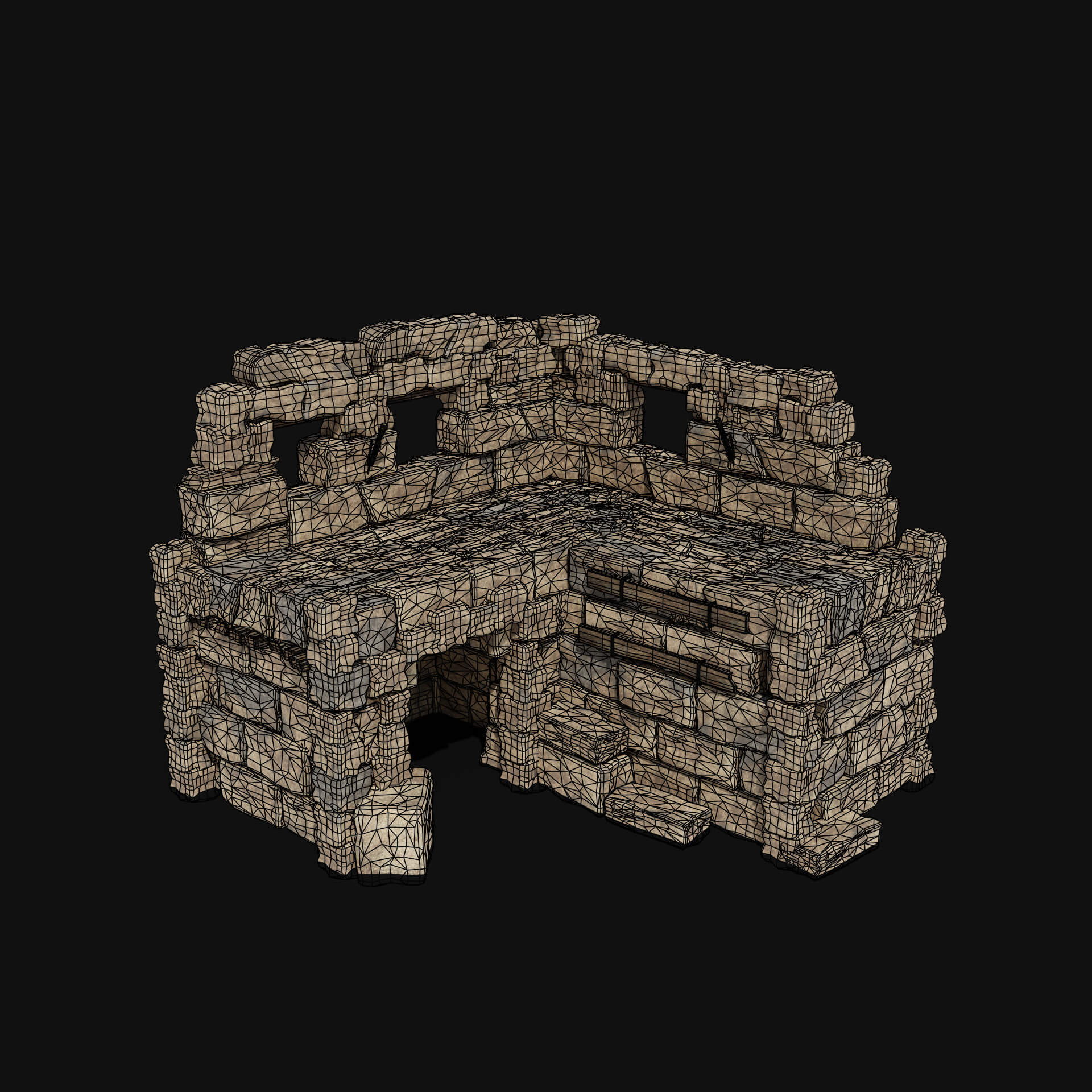 Castle Walls Ruin Collection - 3D Model by Enterables