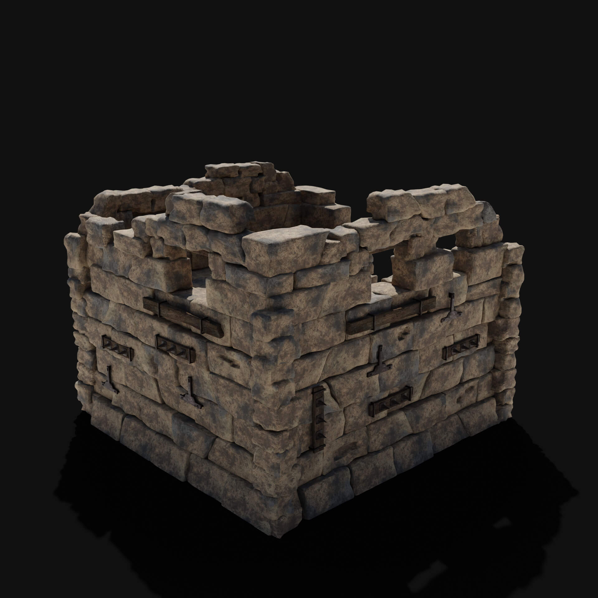 Castle Walls Ruin Collection - 3D Model by Enterables