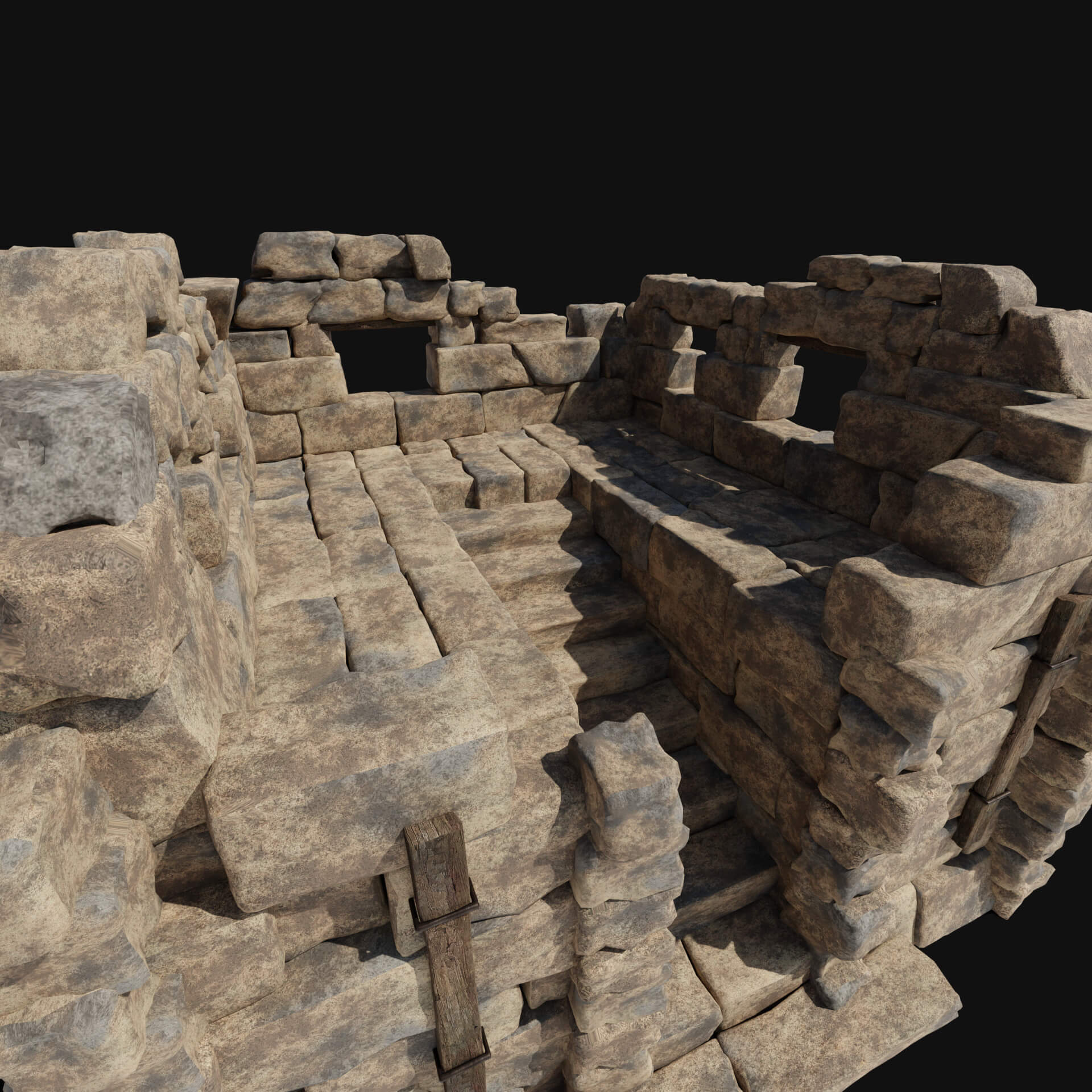 Castle Walls Ruin Collection - 3D Model by Enterables