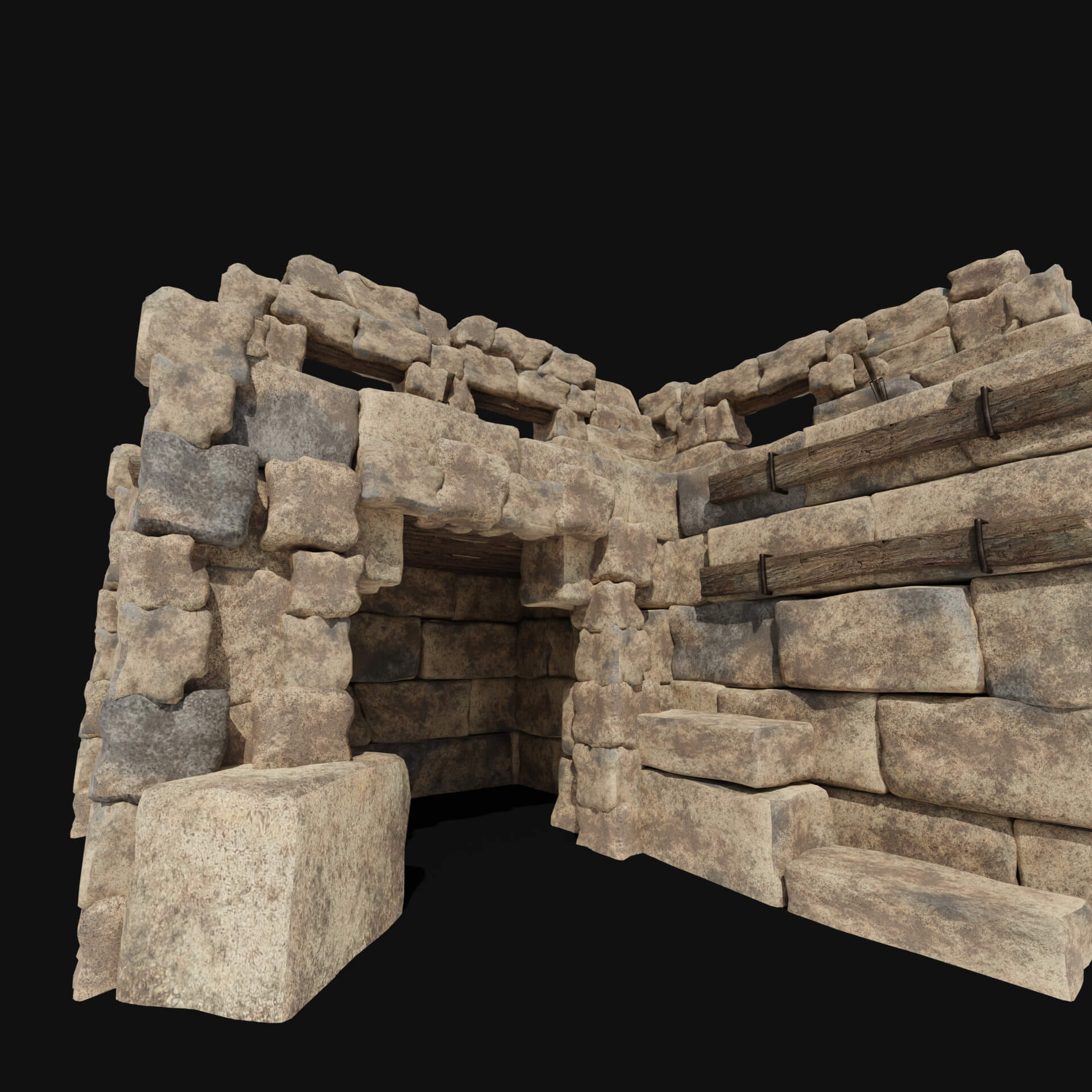 Castle Walls Ruin Collection - 3D Model by Enterables