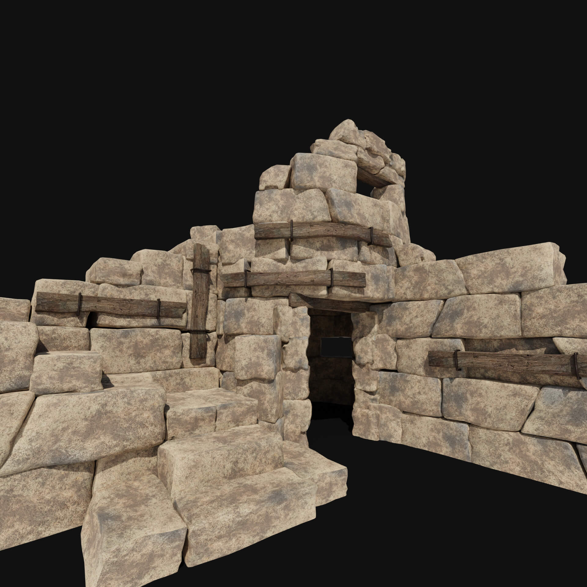 Castle Walls Ruin Collection - 3D Model by Enterables
