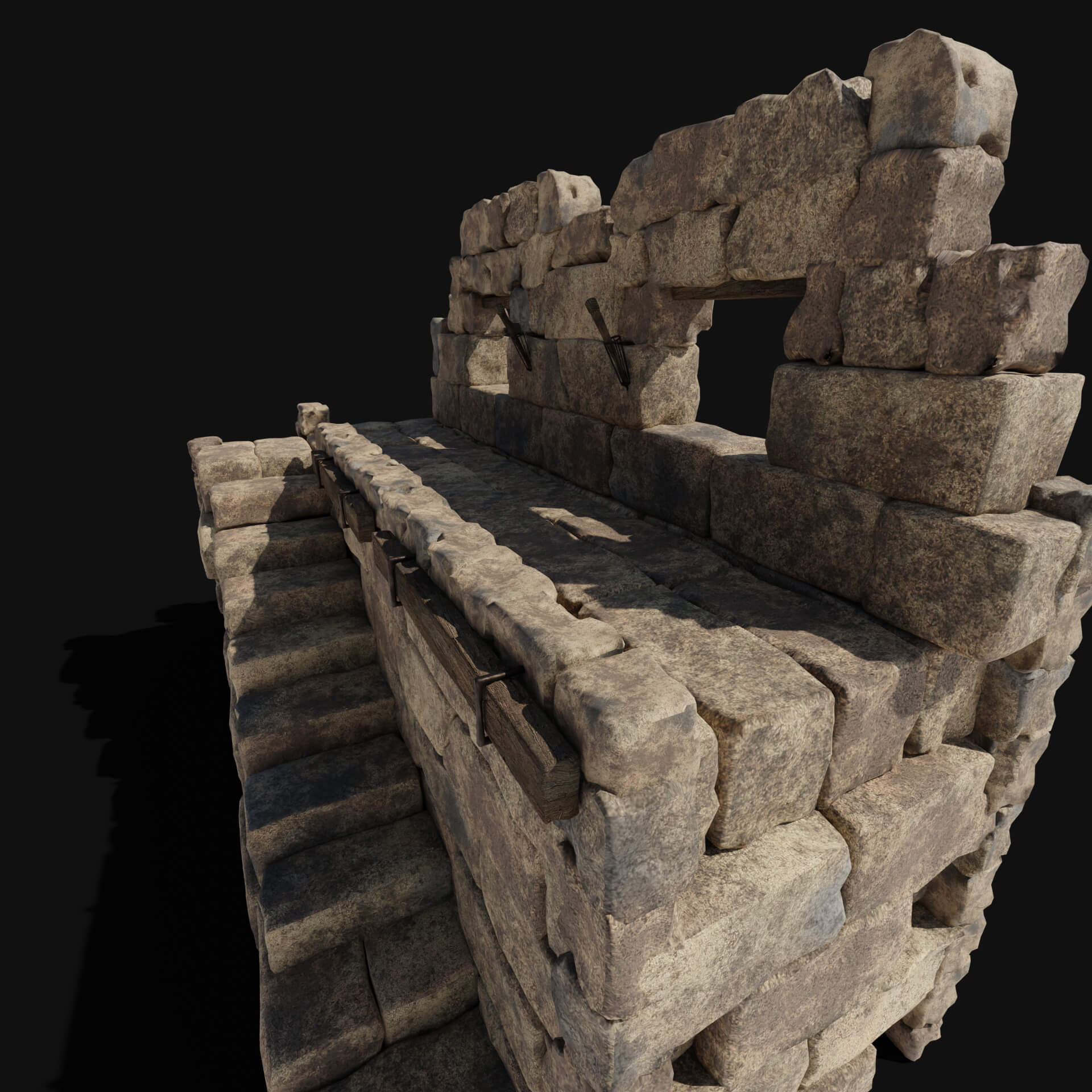 Castle Walls Ruin Collection - 3D Model by Enterables