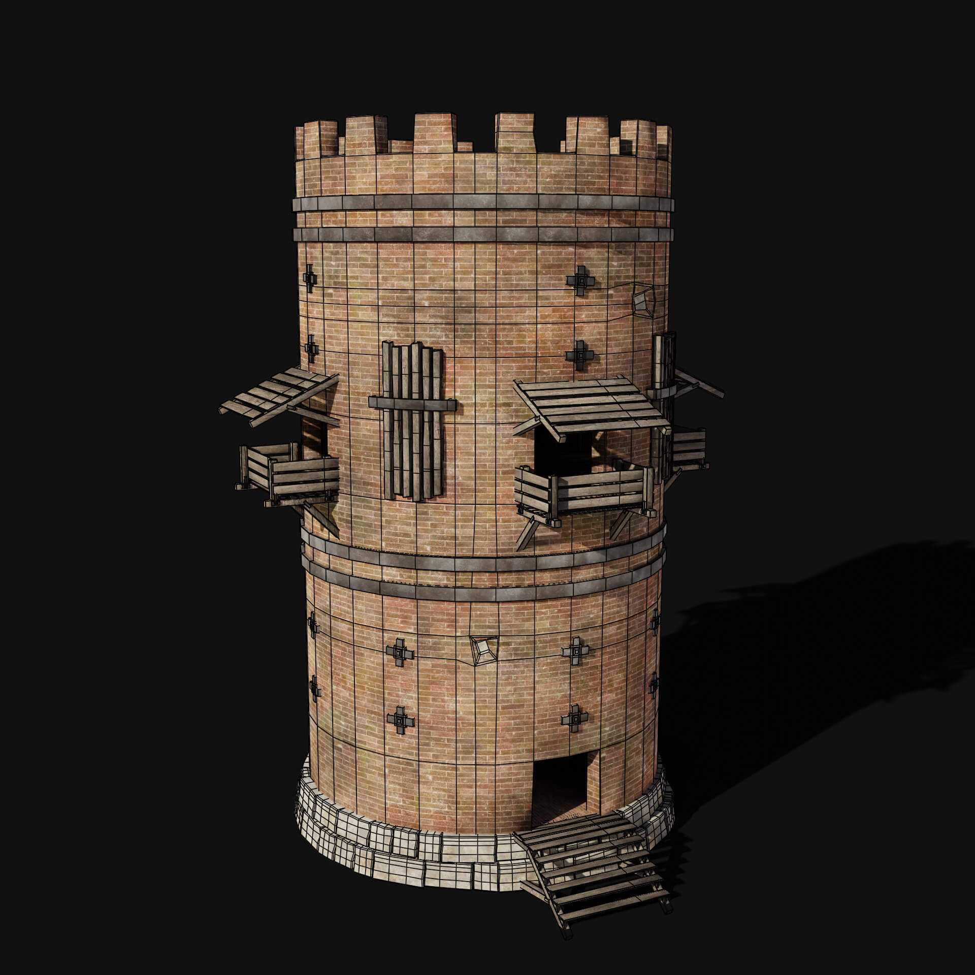 Castle Walls Tower Builder Collection - 3D Model by Enterables