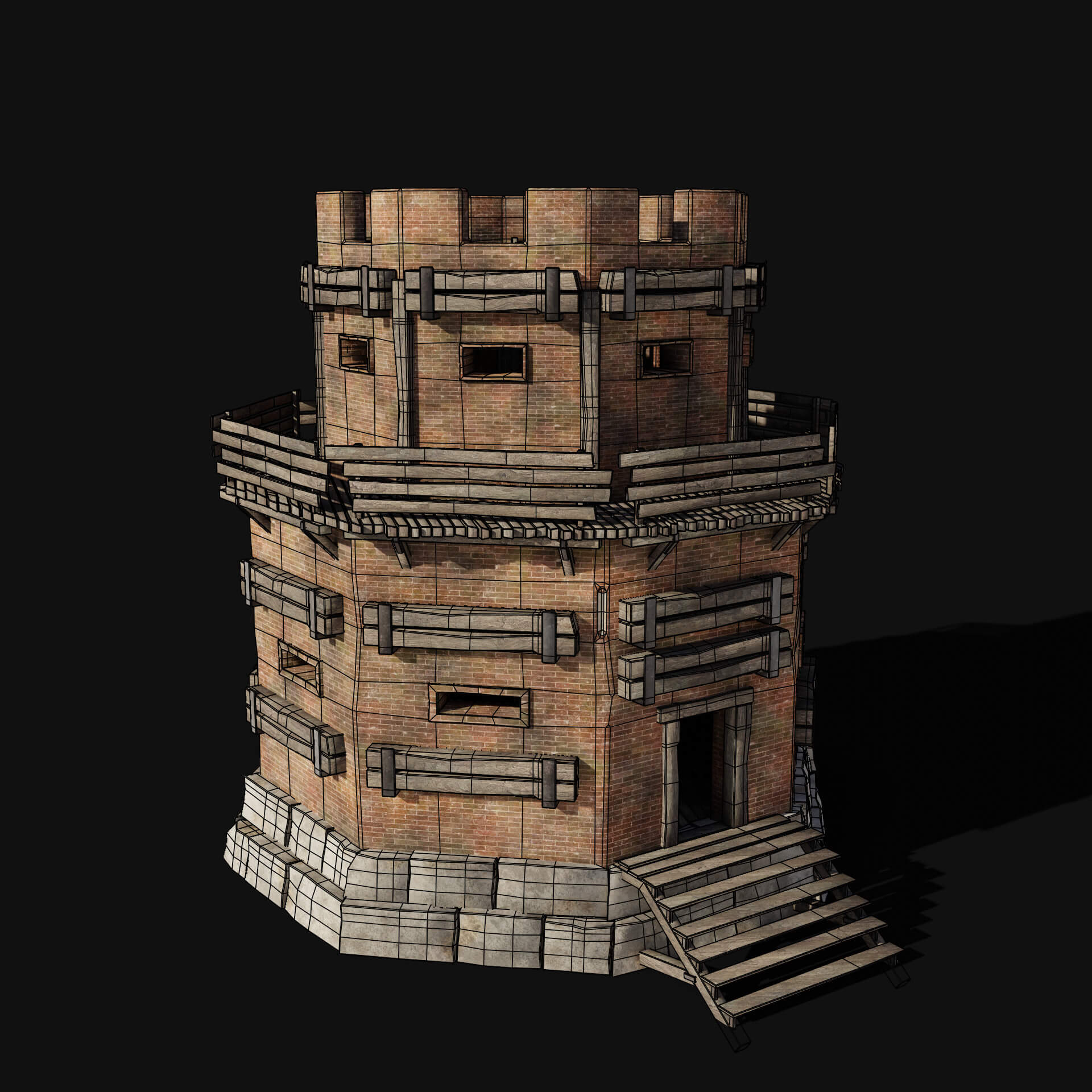 Castle Walls Tower Builder Collection - 3D Model by Enterables