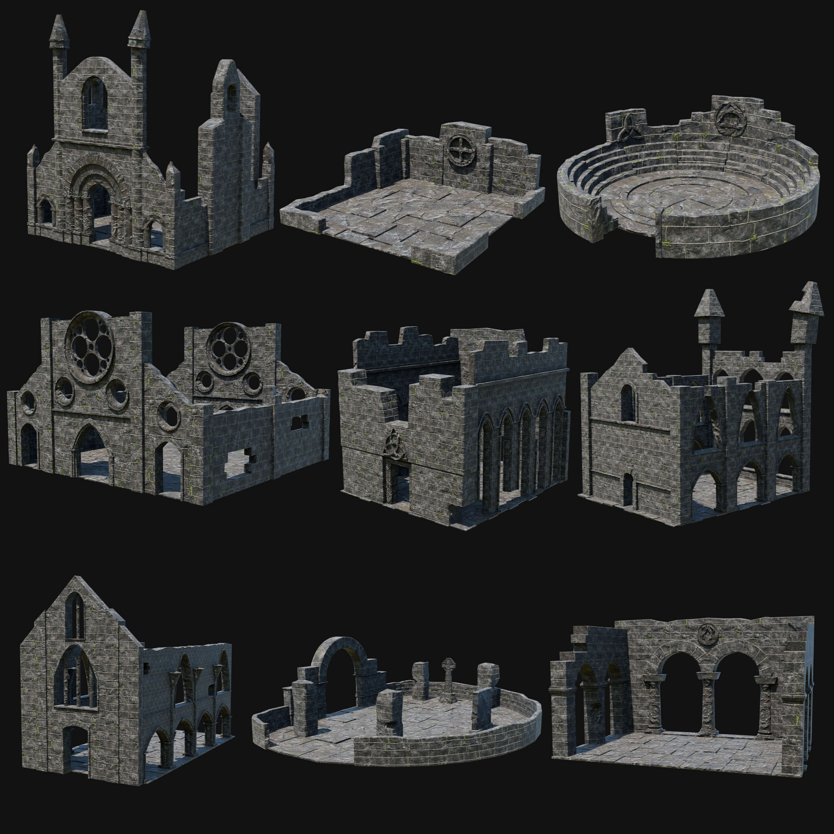 Celtic Medieval Ruins - 3D Model by Enterables