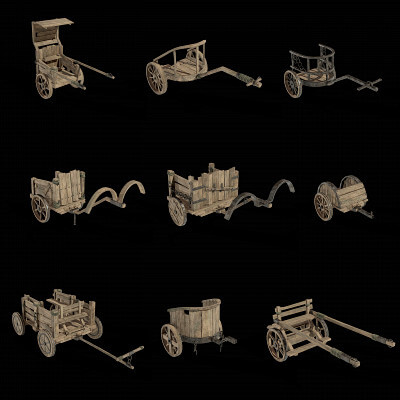 Chariot Cart Car Wagon Collection - 3D Model by Enterables