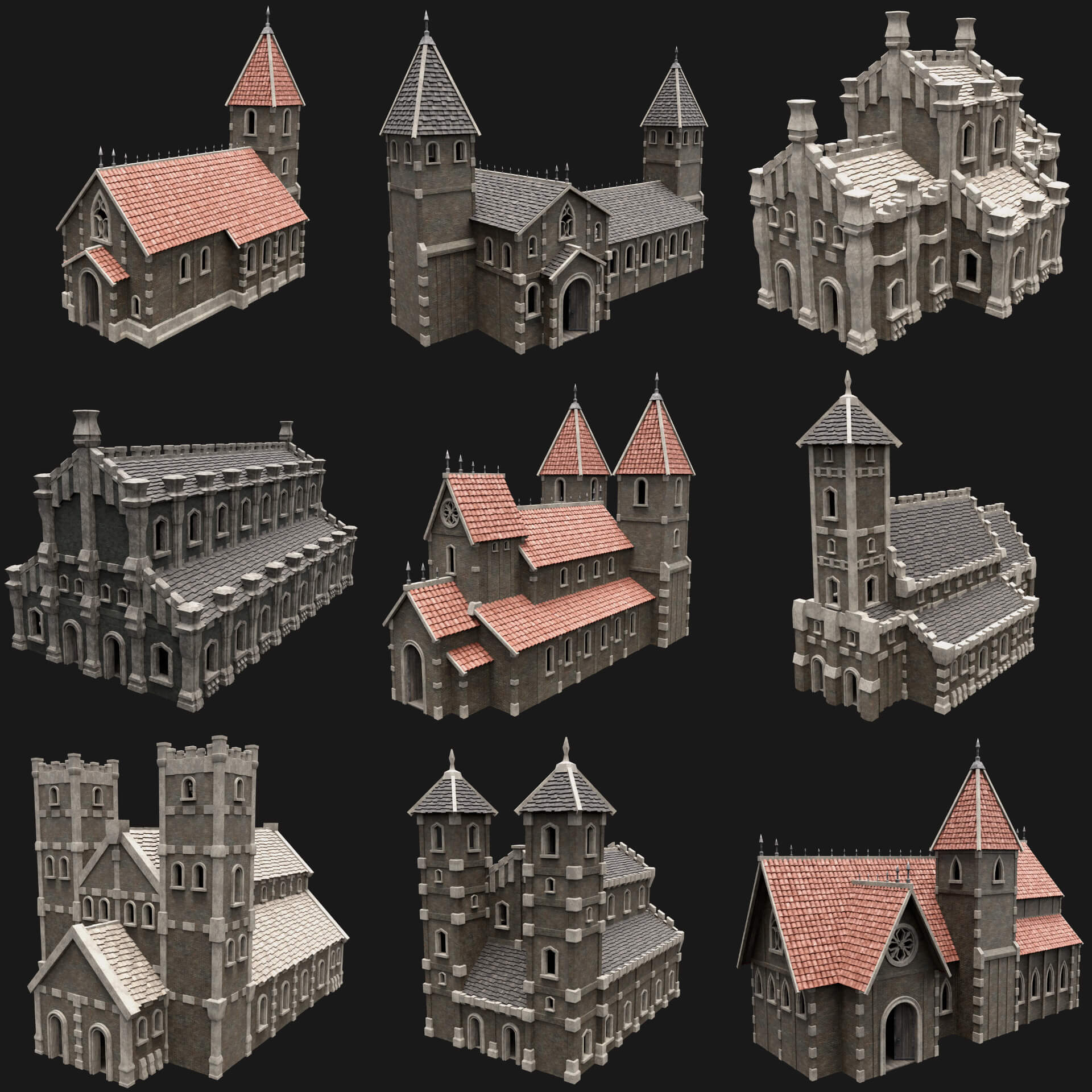 Church Medieval Gothic Mega Collection - 3D Model by Enterables