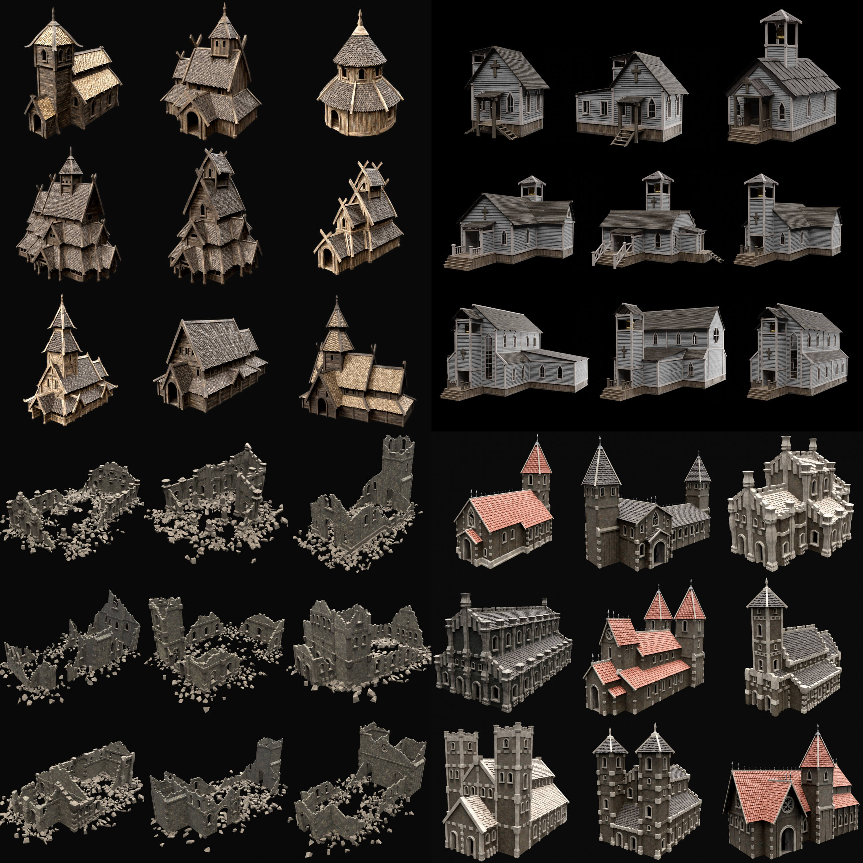 Church Medieval Gothic Mega Collection - 3D Model by Enterables