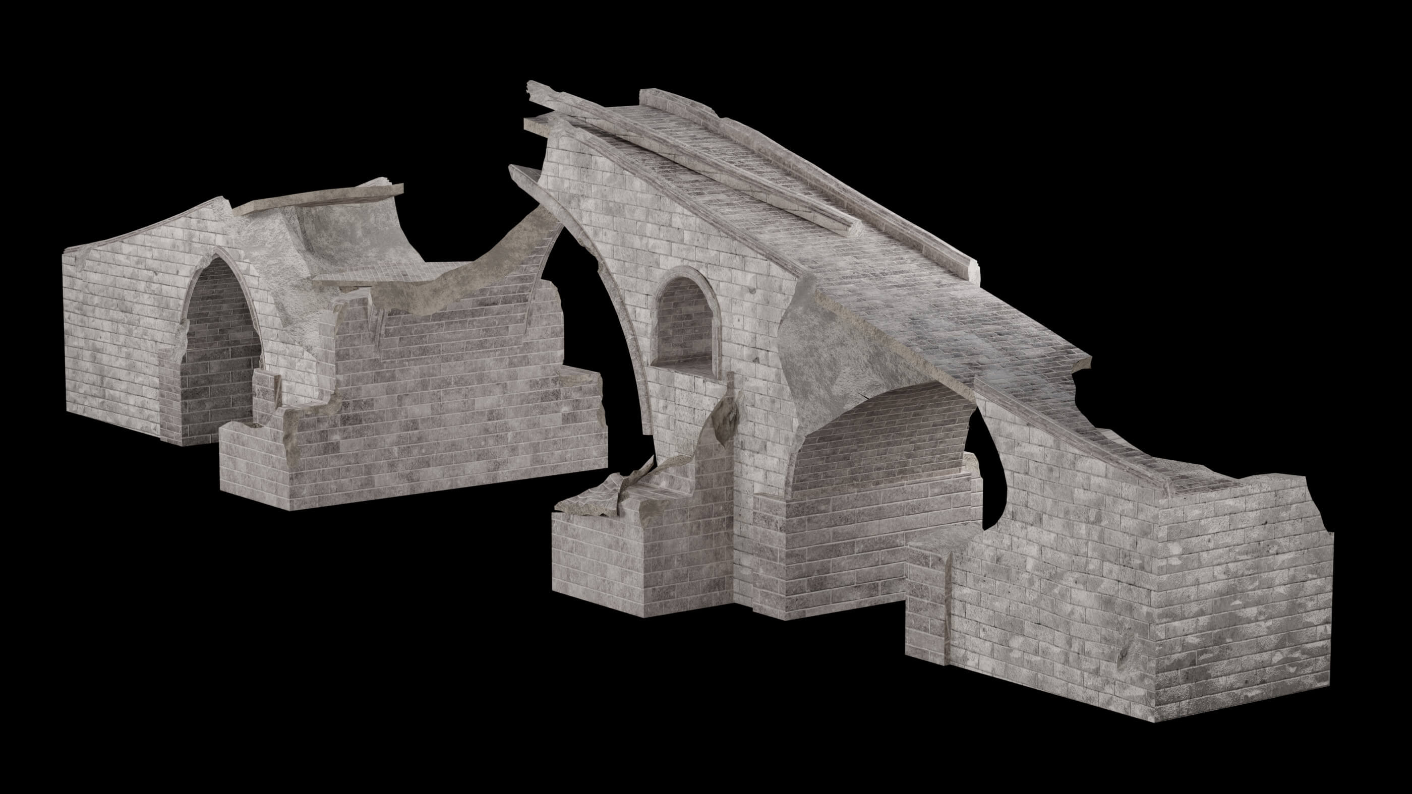 Destroyed Bridge Roman Greek Collection - 3D Model by Enterables