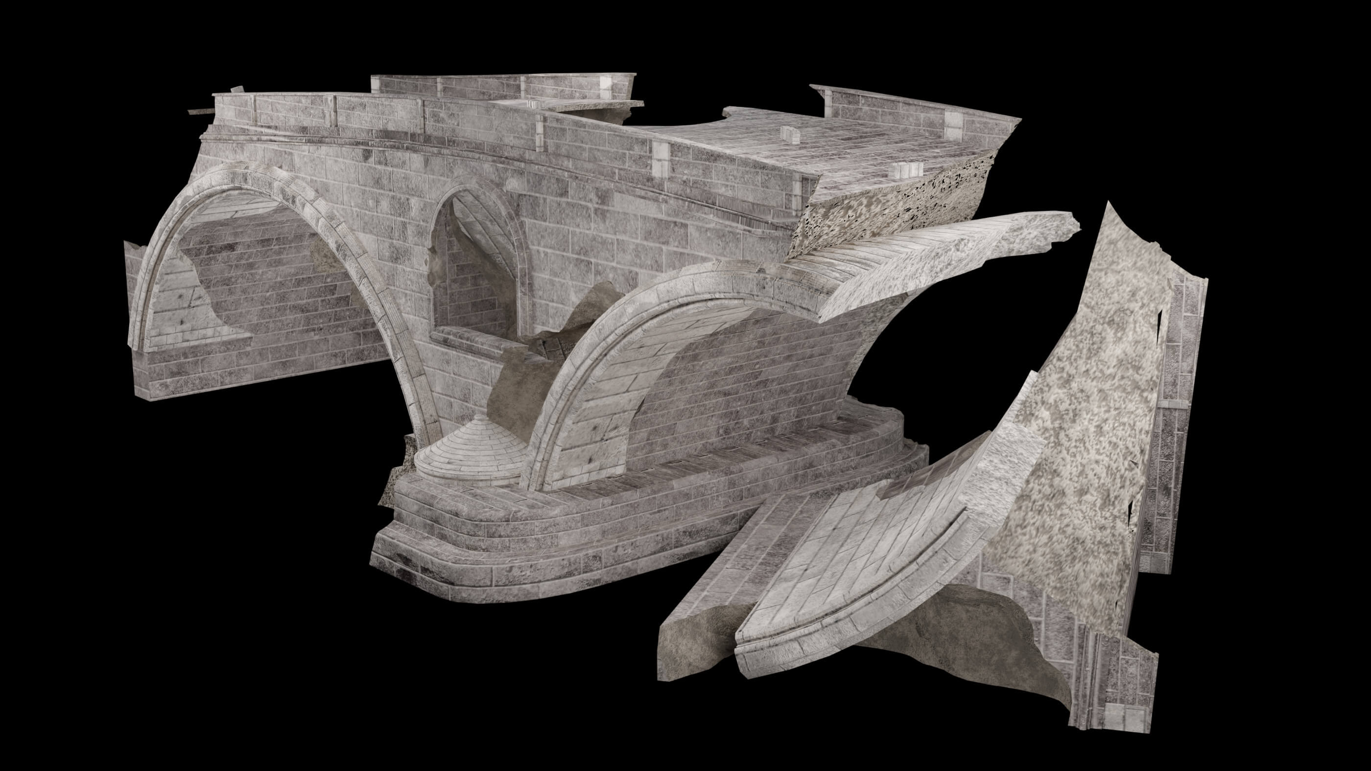 Destroyed Bridge Roman Greek Collection - 3D Model by Enterables