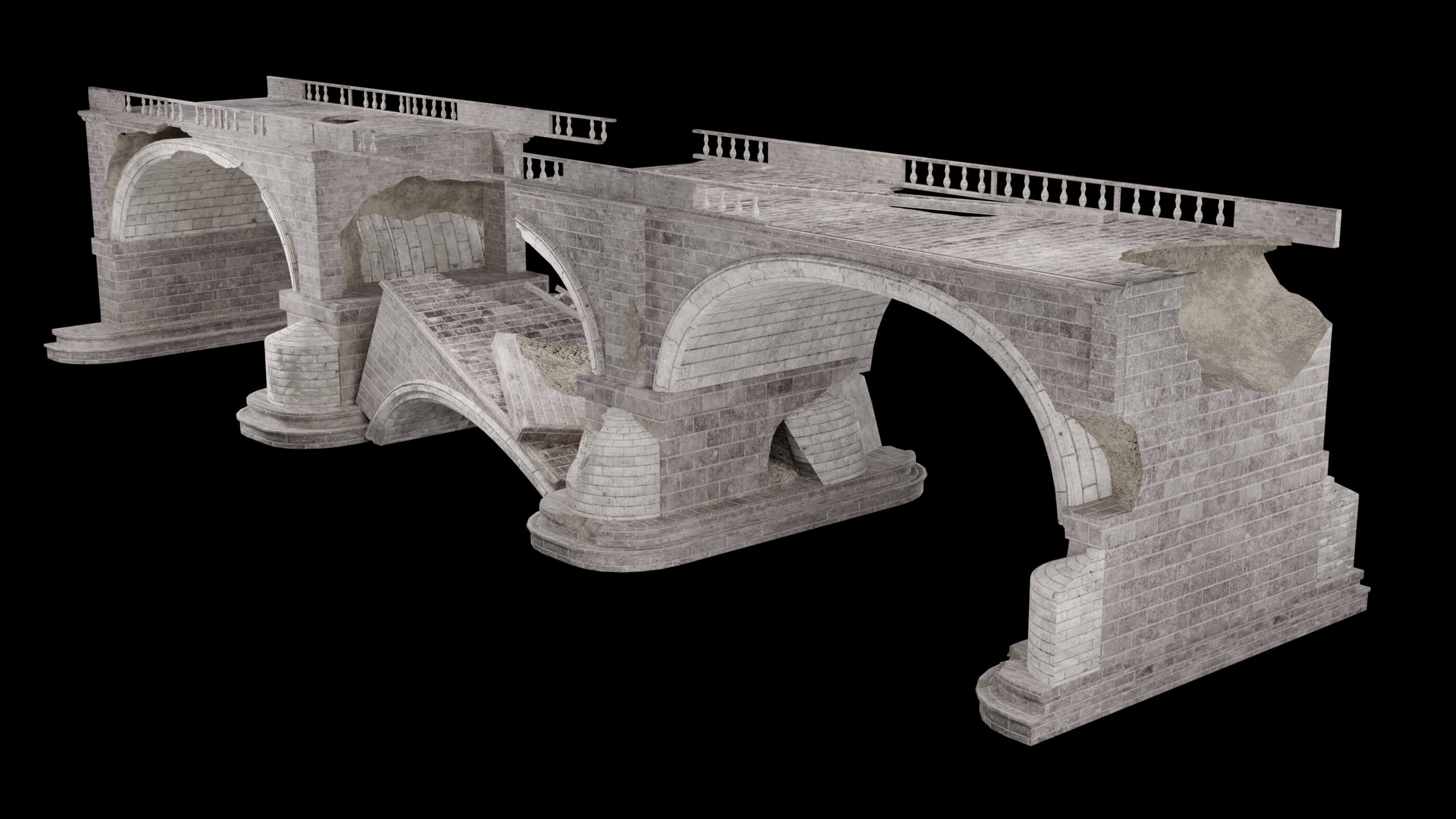Destroyed Bridge Roman Greek Collection - 3D Model by Enterables