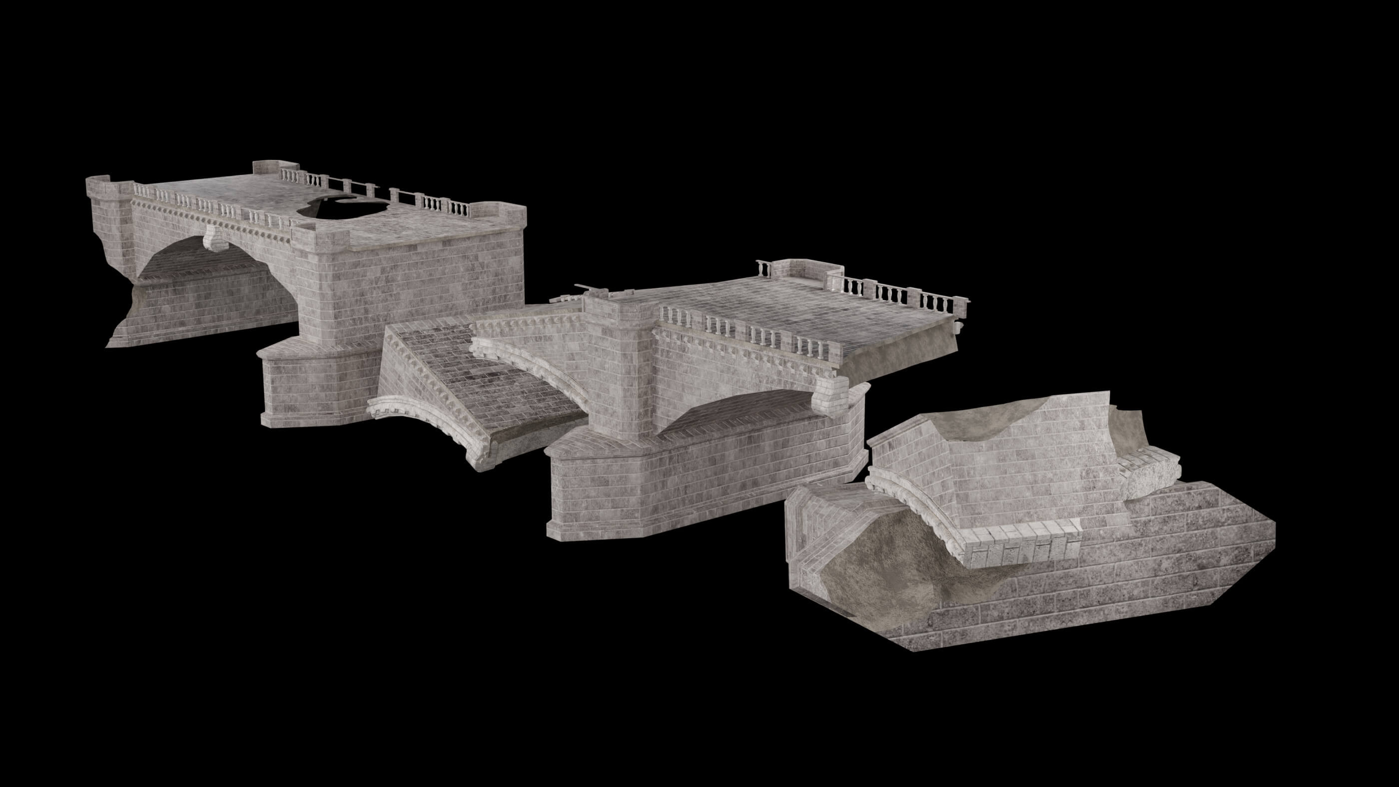 Destroyed Bridge Roman Greek Collection - 3D Model by Enterables