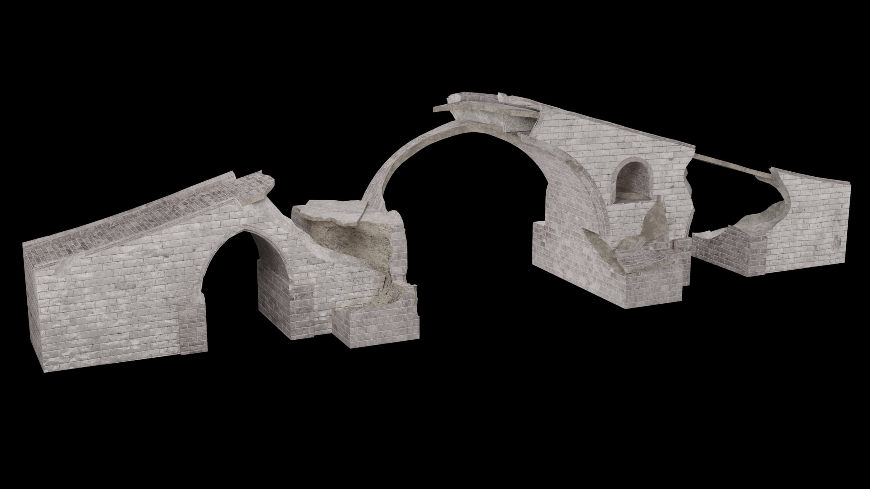 Destroyed Bridge Roman Greek Collection - 3D Model by Enterables